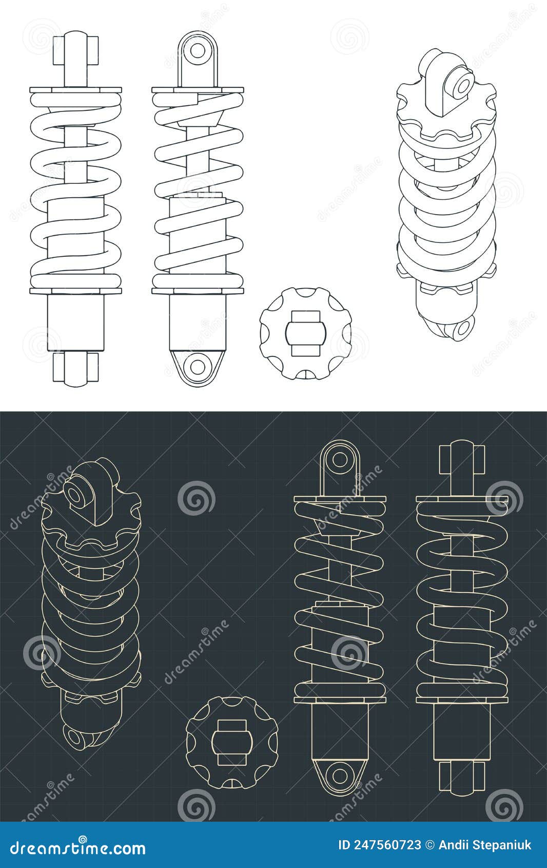Bike Rear Swingarm Shock Blueprints Stock Vector - Illustration of ...