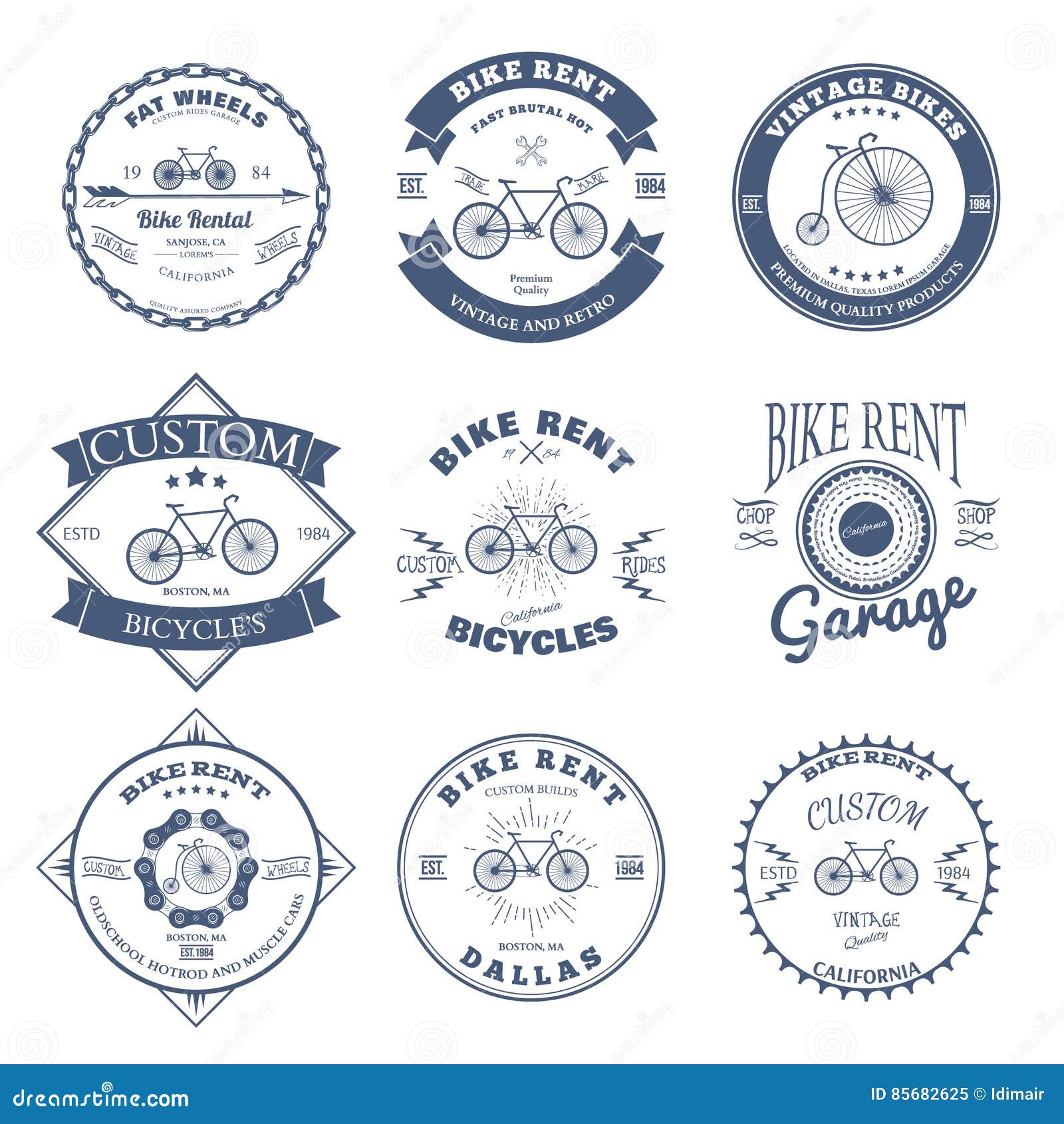 Bike Rent Label and Badges Design. Vector Stock Vector - Illustration ...