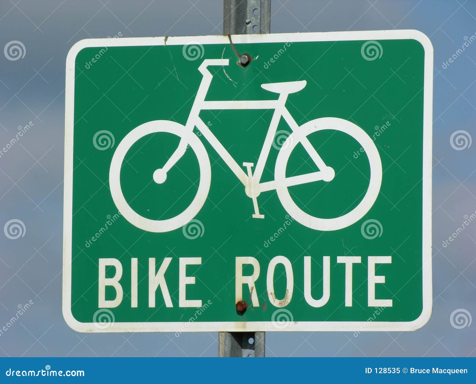 Bike Route Sign stock image. Image of caution, traffic - 128535