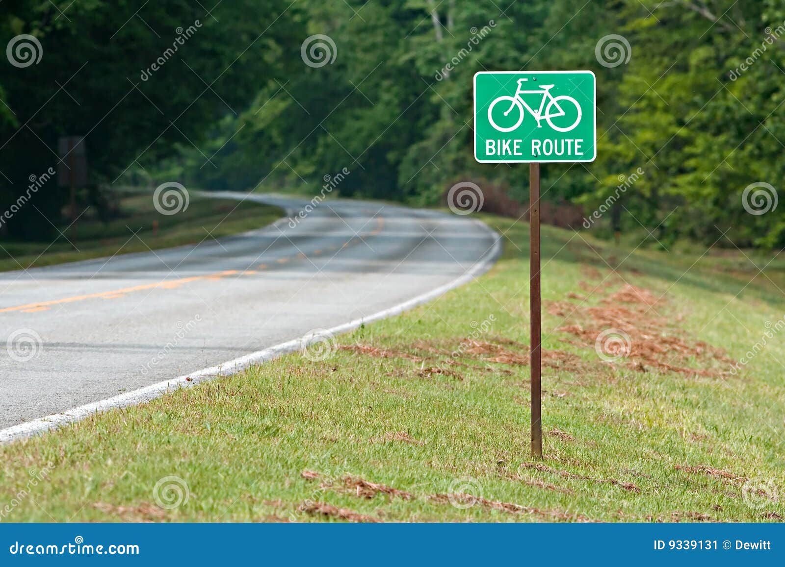 Bike route sign stock image. Image of wooded, horizontal - 9339131