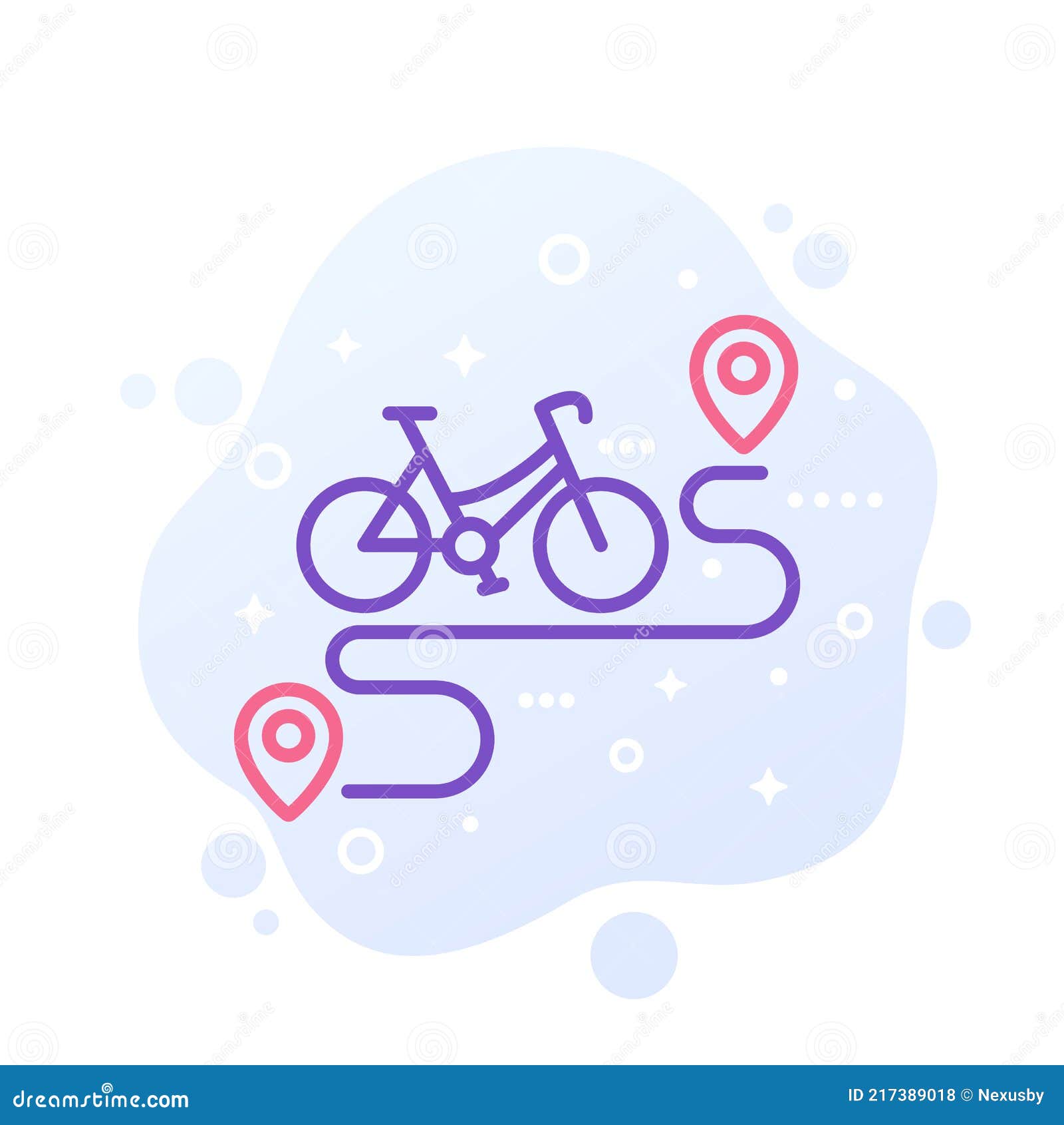 Bike and a Route Vector Line Icon Stock Vector - Illustration of icon ...