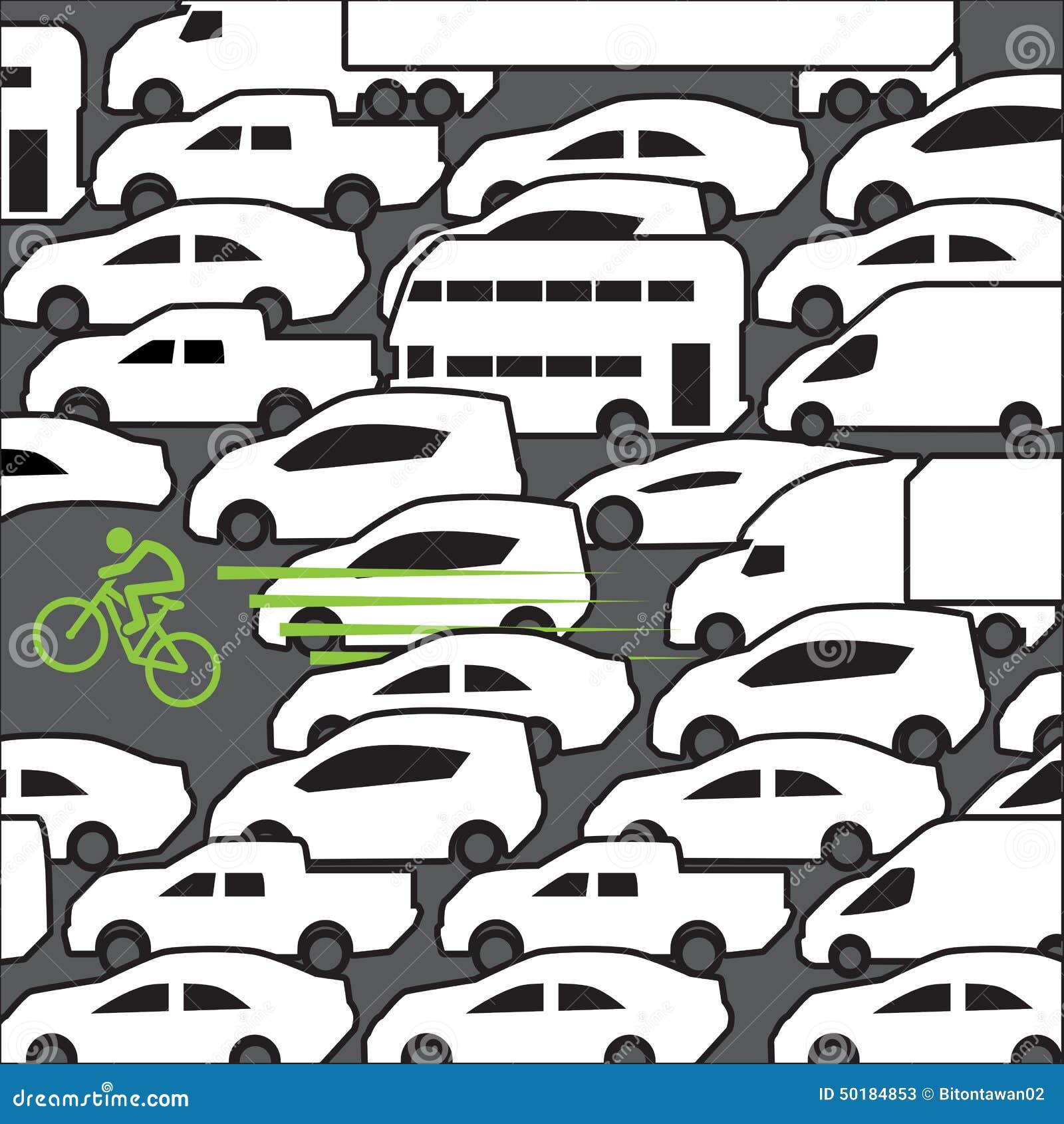 Rush Hour Traffic In The Big City Vector Illustration | CartoonDealer ...