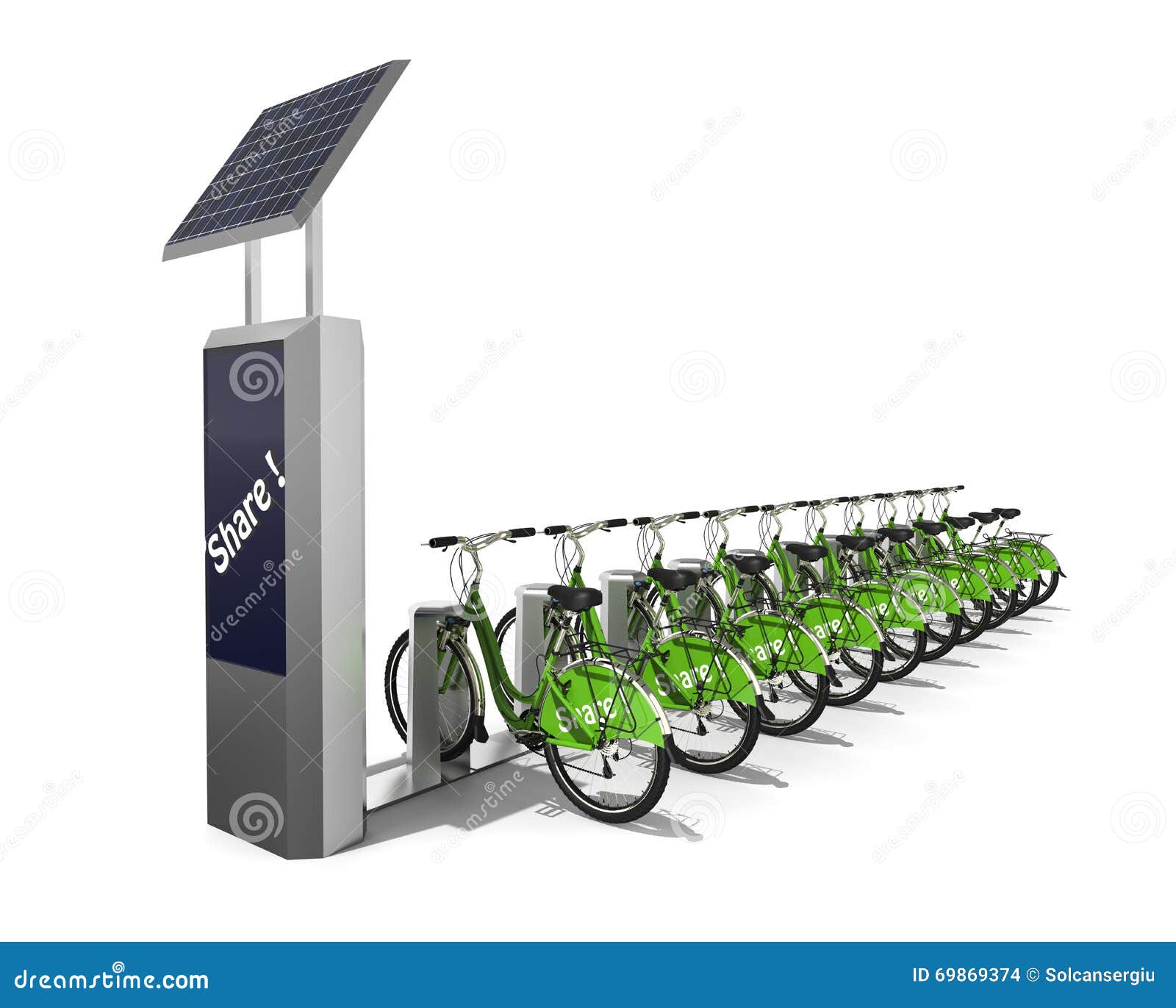 Bike Sharing Point With Rental Bicycles Parked At Docking Stations And ...