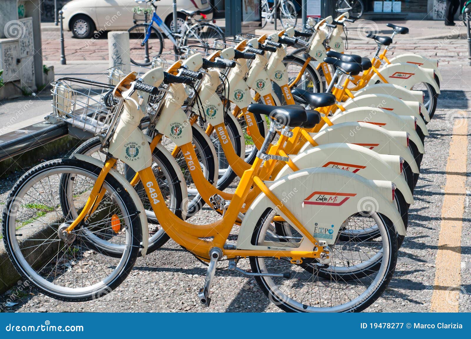 Bike sharing in Milan editorial photography. Image of sharing - 19478277