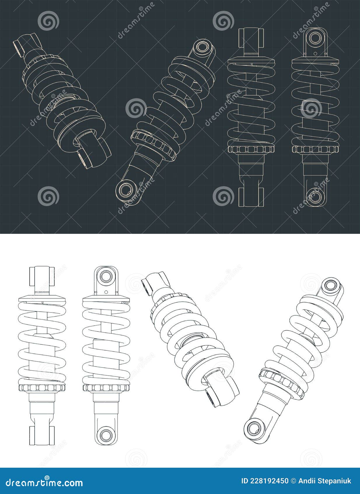 Bike Shock Absorber Blueprints Stock Vector - Illustration of symbol ...