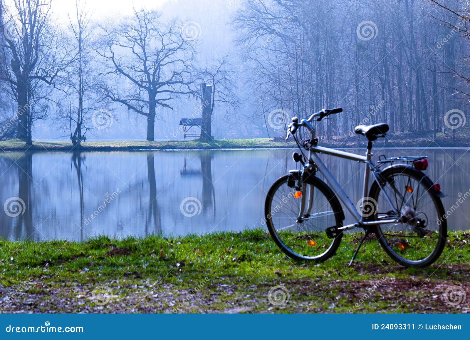 Bike in spring morning stock image. Image of lake, nature - 24093311