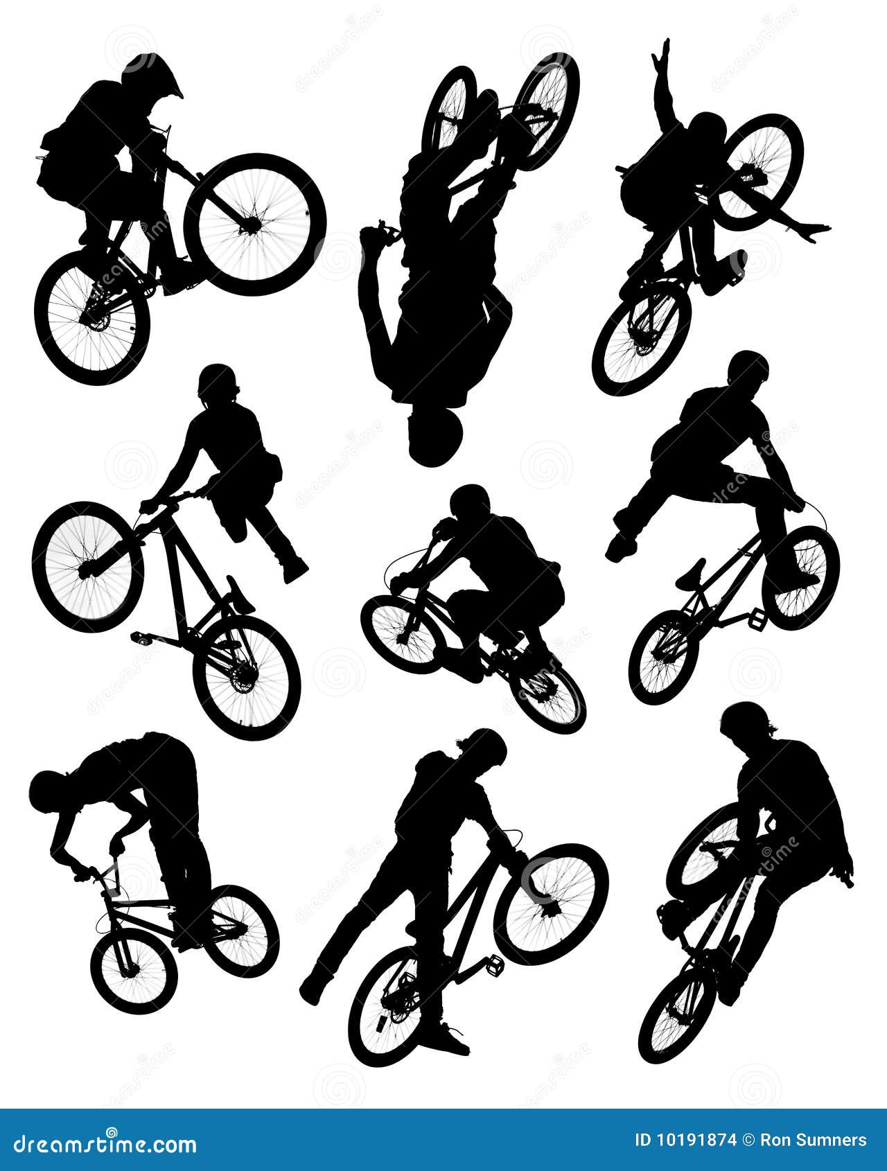 Bike stunt silhouettes stock illustration. Illustration of recreation ...