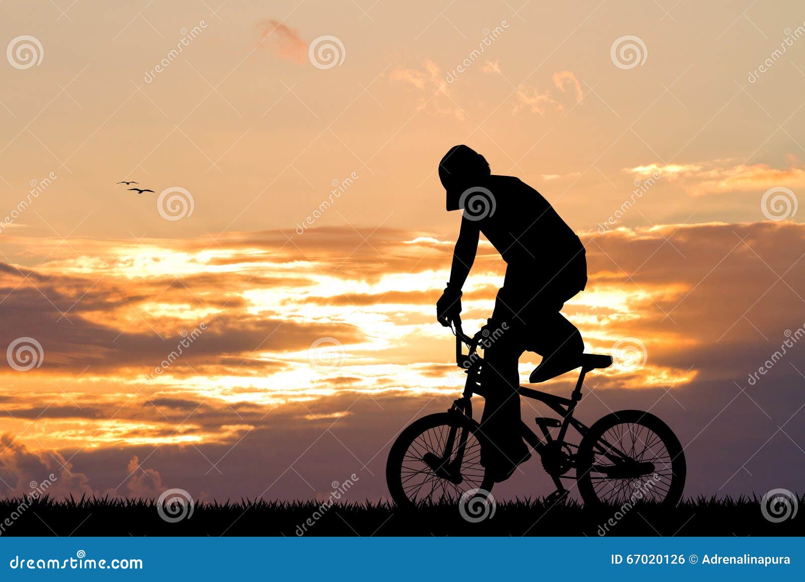 Bike trial at sunset stock illustration. Illustration of exercise ...
