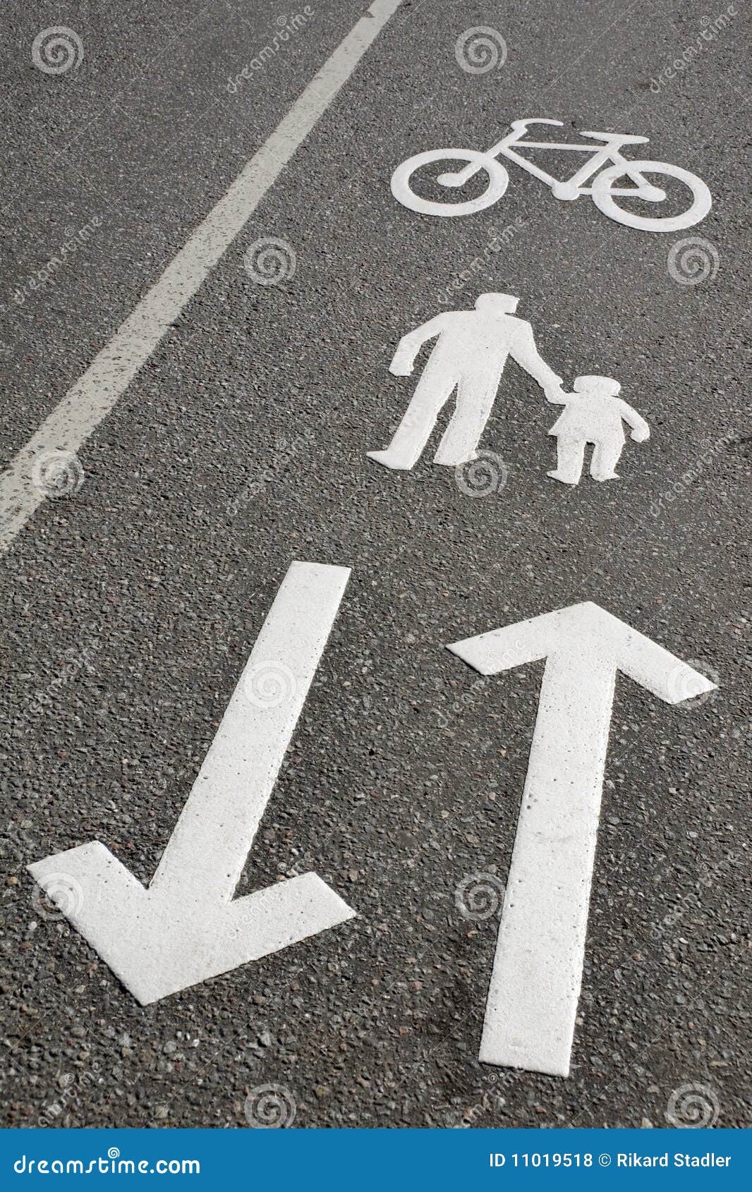 Bike and walk lane stock photo. Image of sign, road, cyclist - 11019518