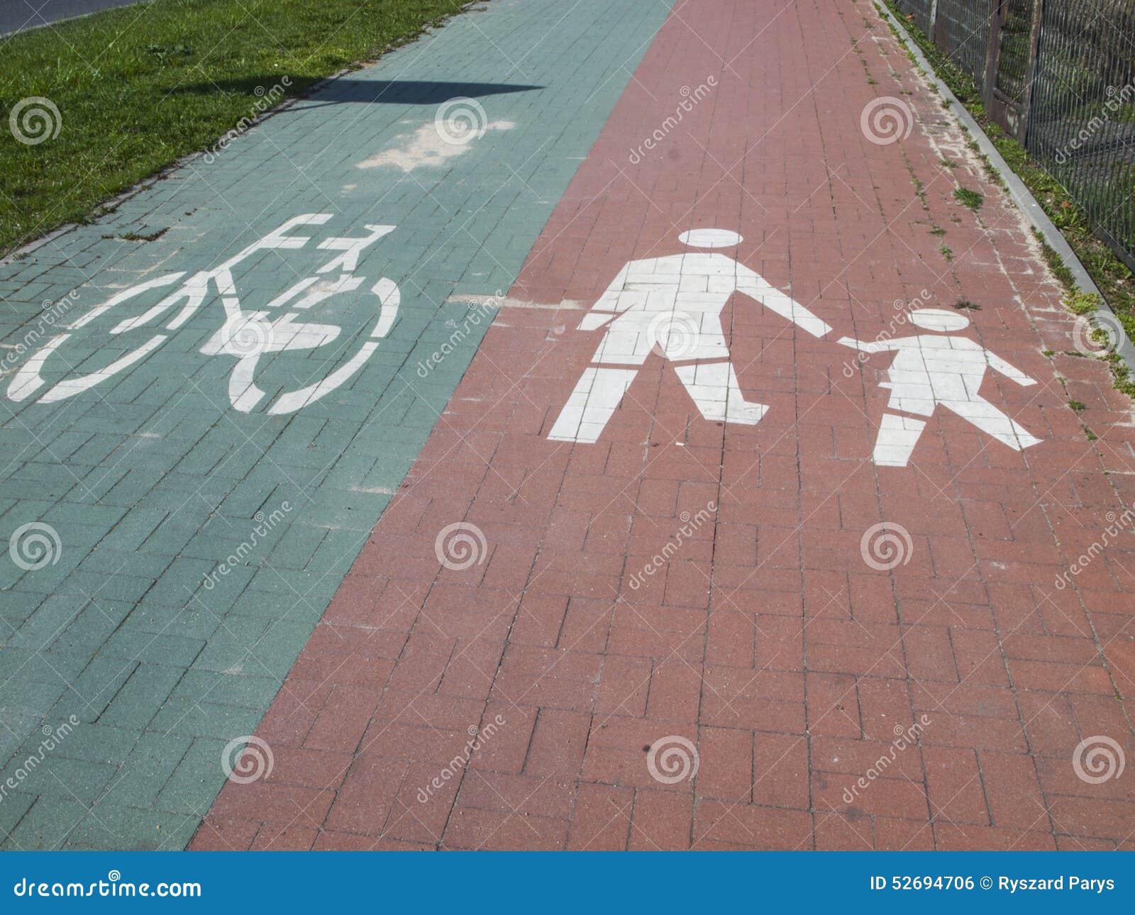 Bike and Walking Path Marks Stock Photo - Image of concrete, road: 52694706