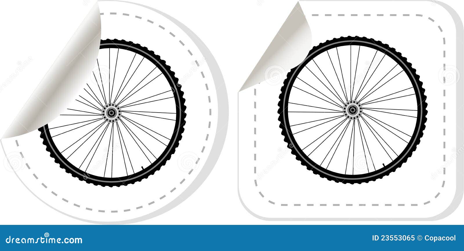 Bike Wheel with Tire and Spokes Vector Sticker Set Stock Vector ...