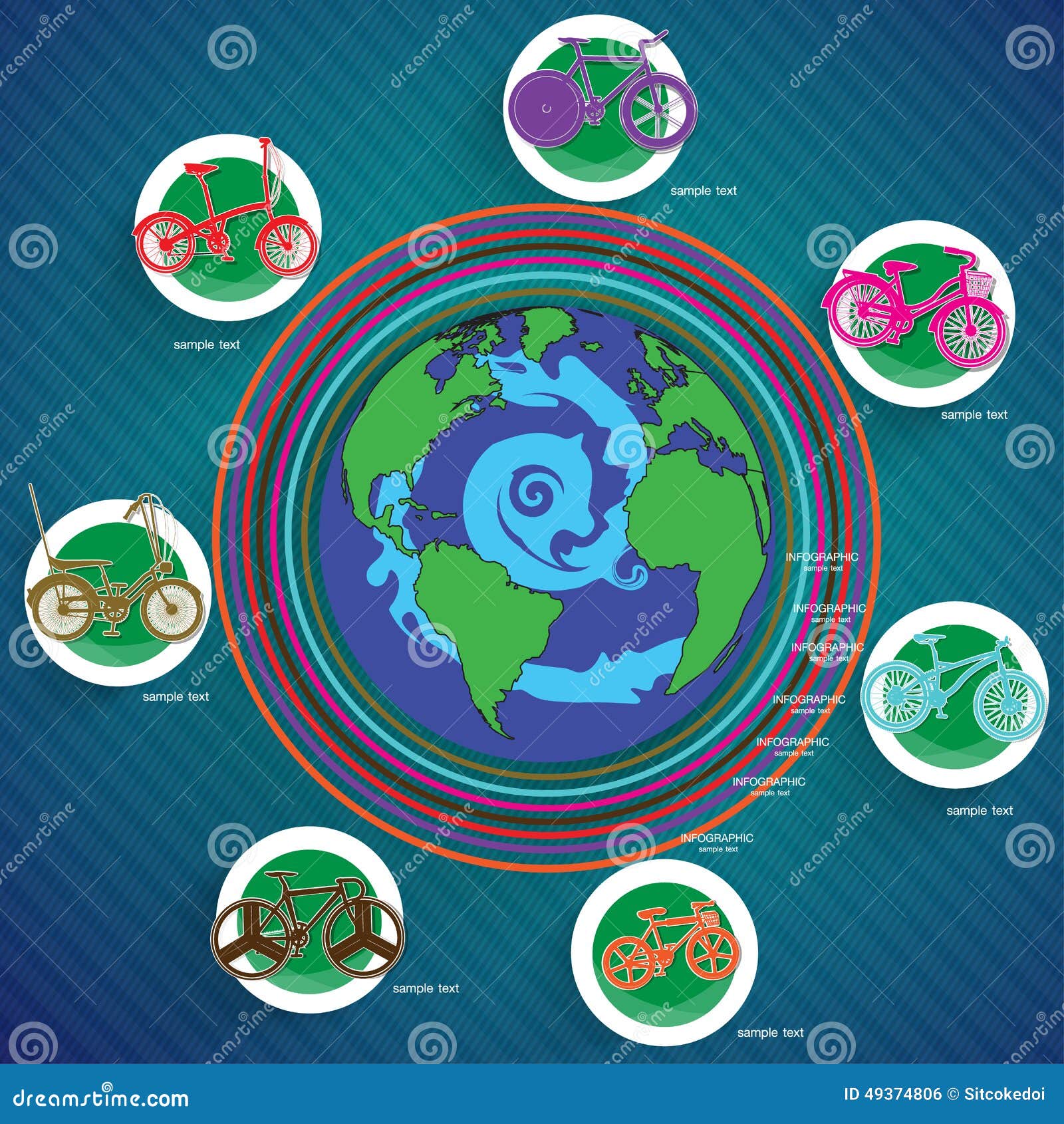 Bikecycle around the earth stock illustration. Illustration of sign ...