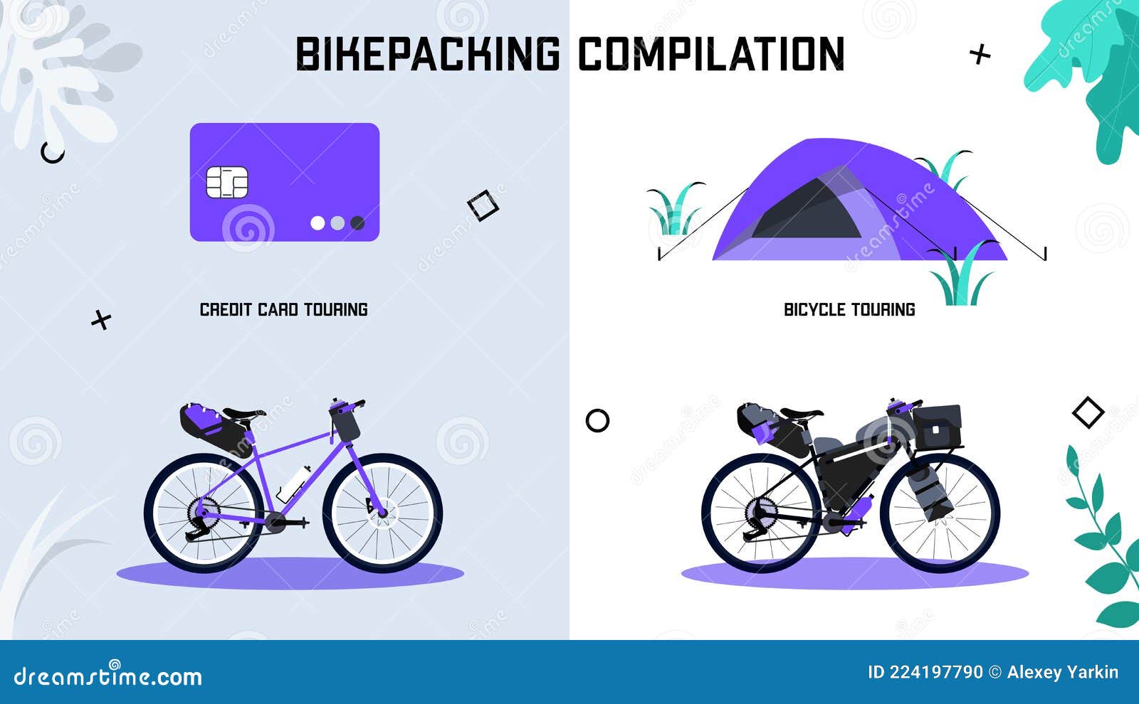 Bikepacking Touring Bicycle With Camping Bags. Vector Illustration ...