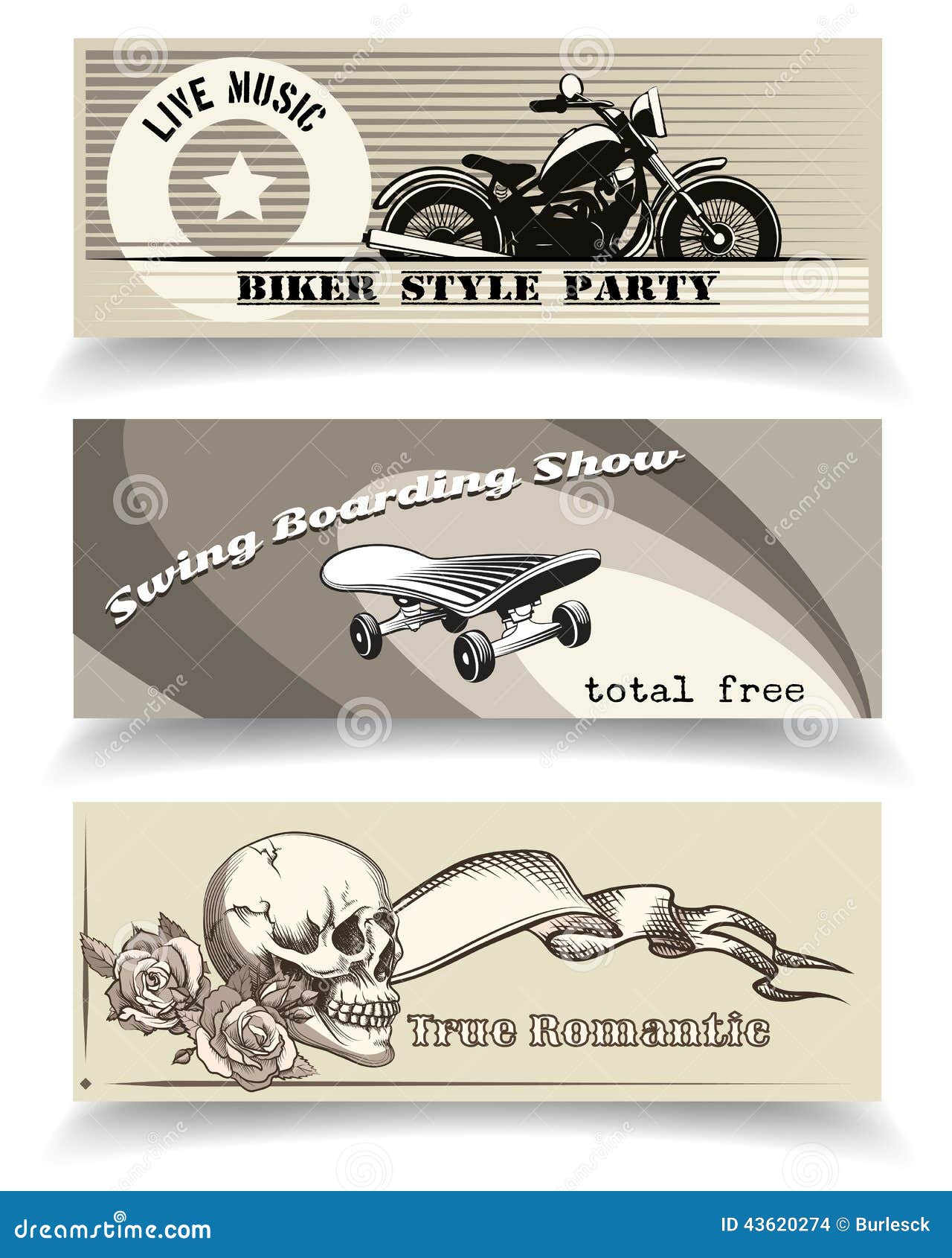 Biker banners stock vector. Illustration of amusement - 43620274