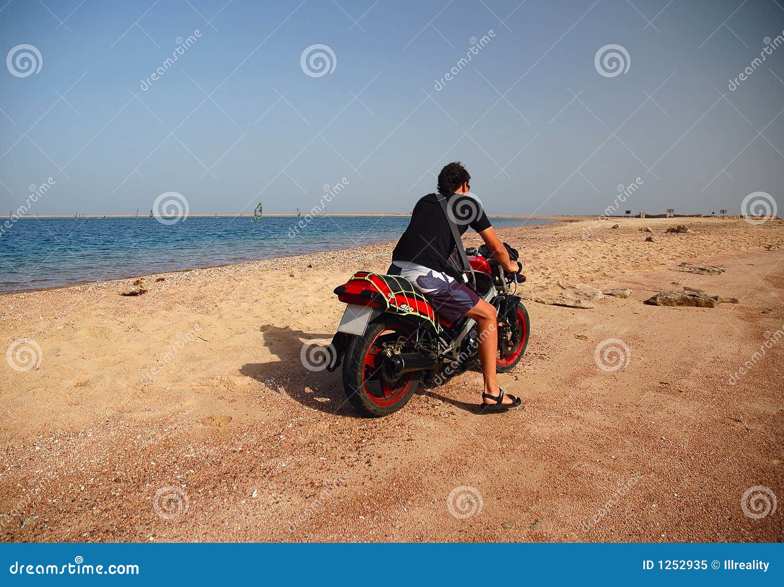 Biker On The Beach Picture. Image: 1252935