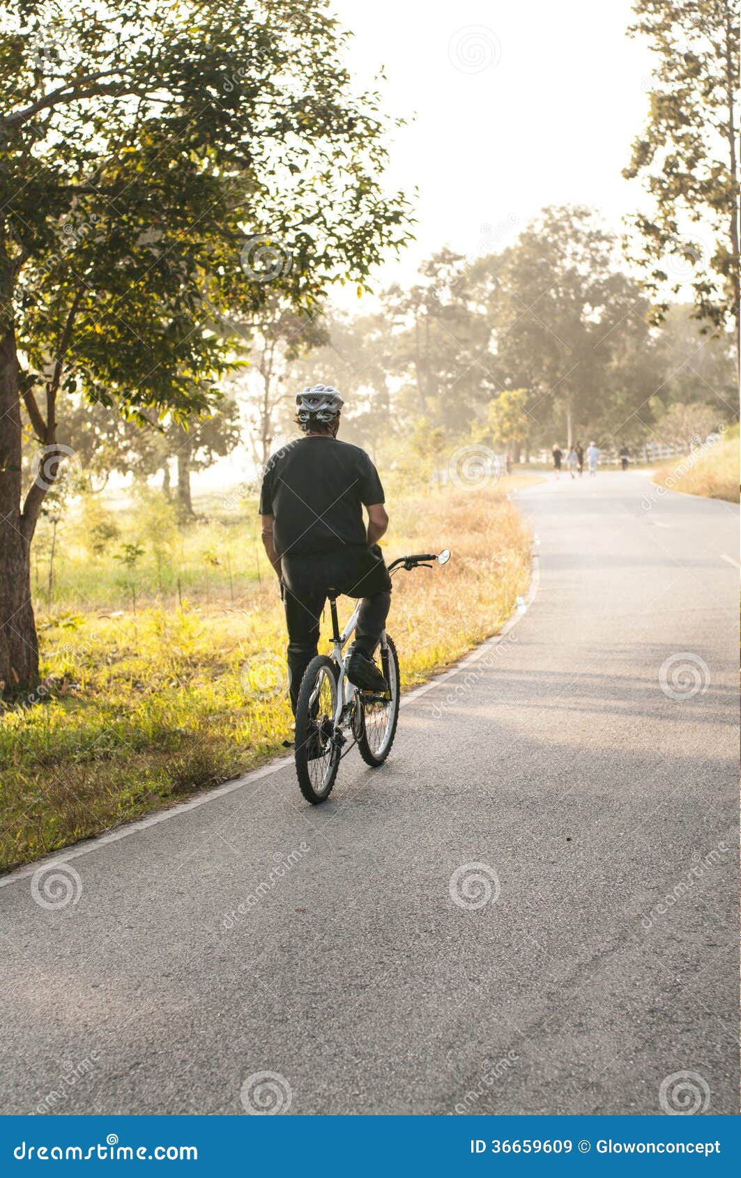 Biker Biking in the Morning Editorial Stock Image - Image of lake ...