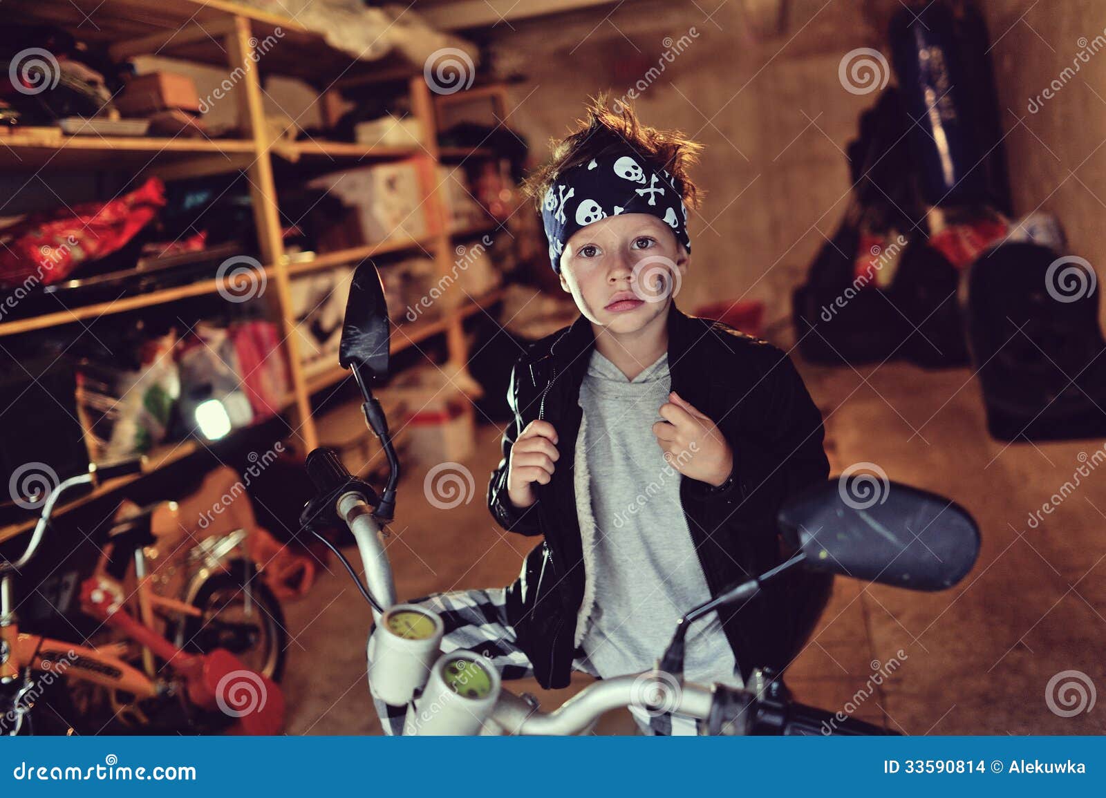 Biker boy stock photo. Image of garage, copy, boys, rocker - 33590814