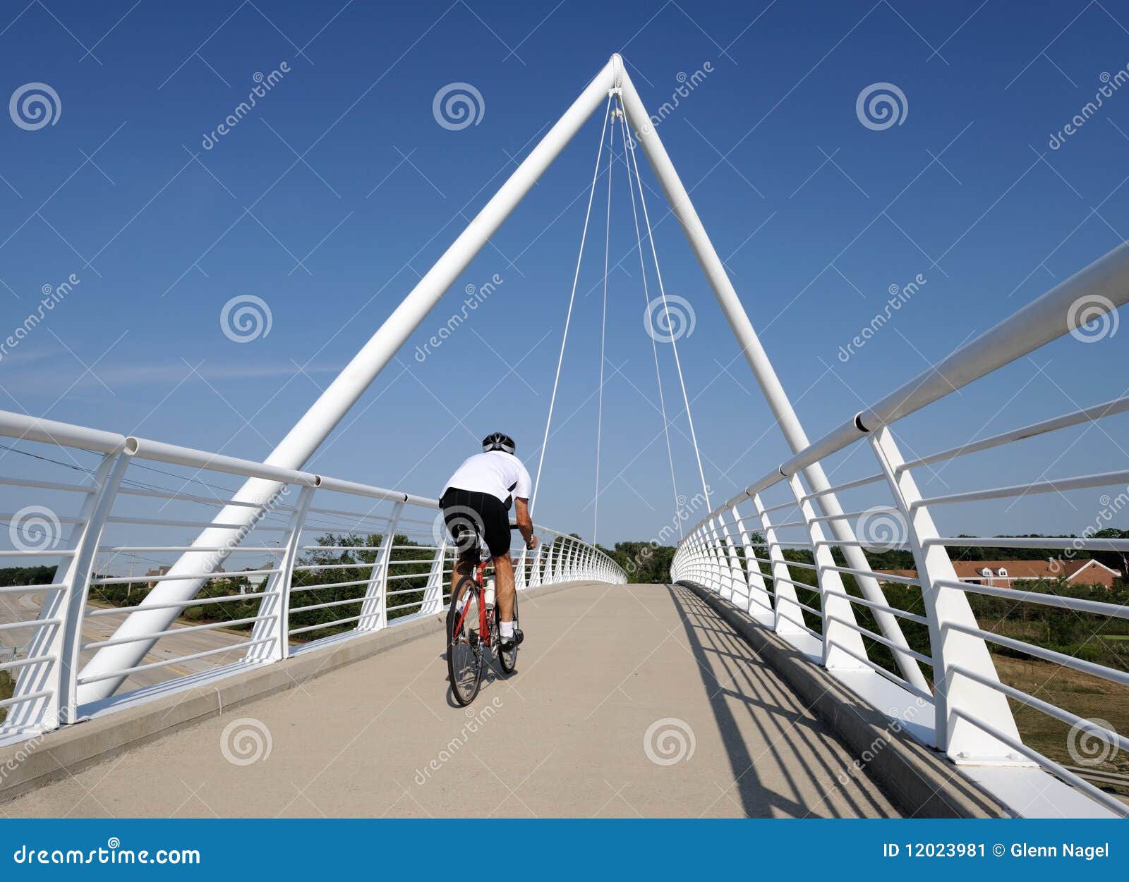 Biker on bridge stock image. Image of outdoors, competition - 12023981