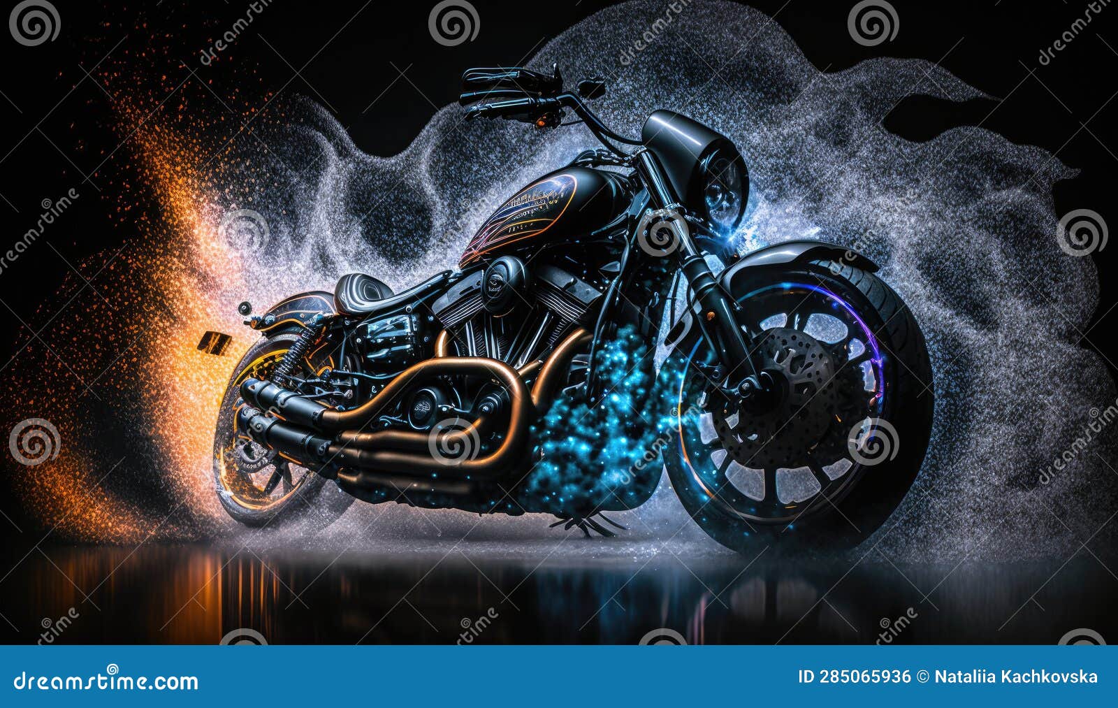 Biker With A Cool Smart Designed Motorcycle Royalty-Free Stock ...