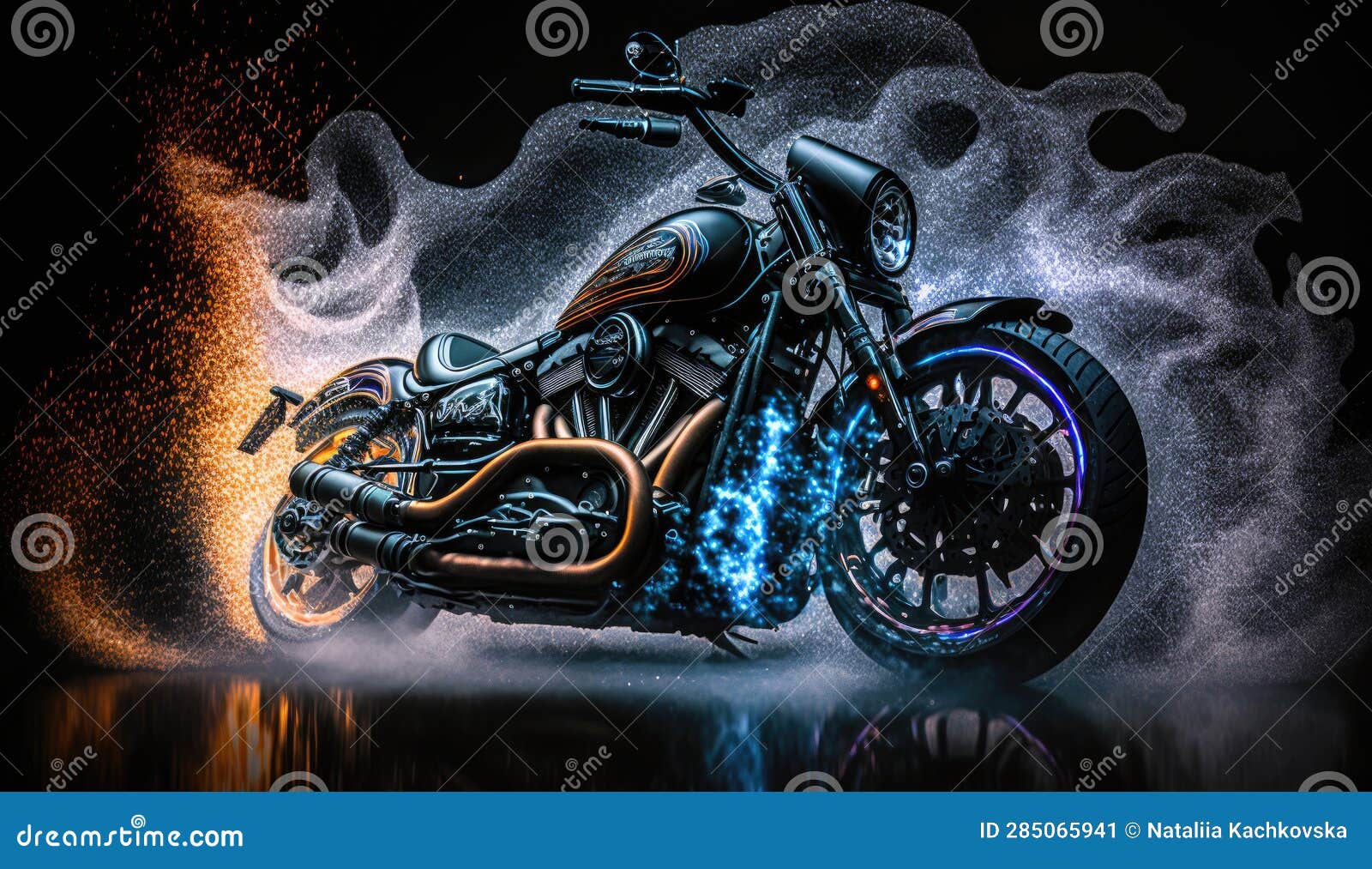 Biker With A Cool Smart Designed Motorcycle Royalty-Free Stock ...