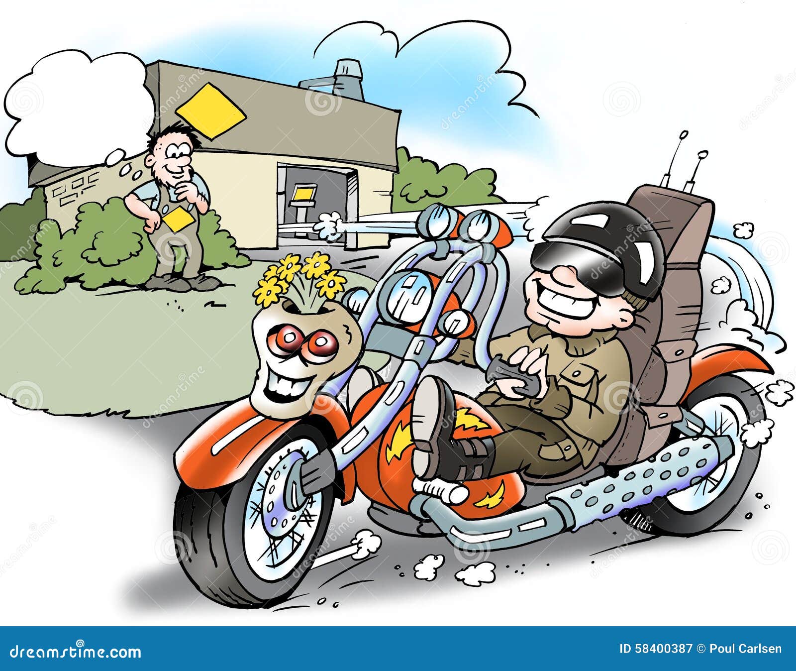 Biker with a Cool Smart Designed Motorcycle Stock Illustration ...