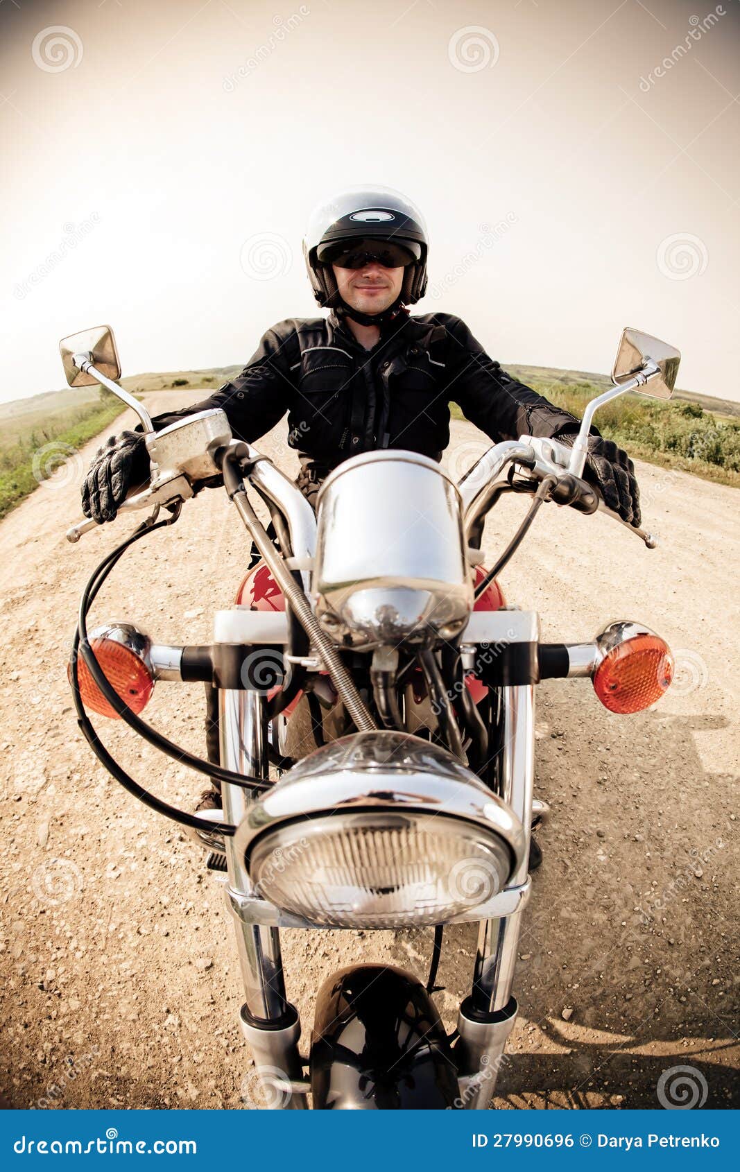 Biker on the country road stock photo. Image of field - 27990696