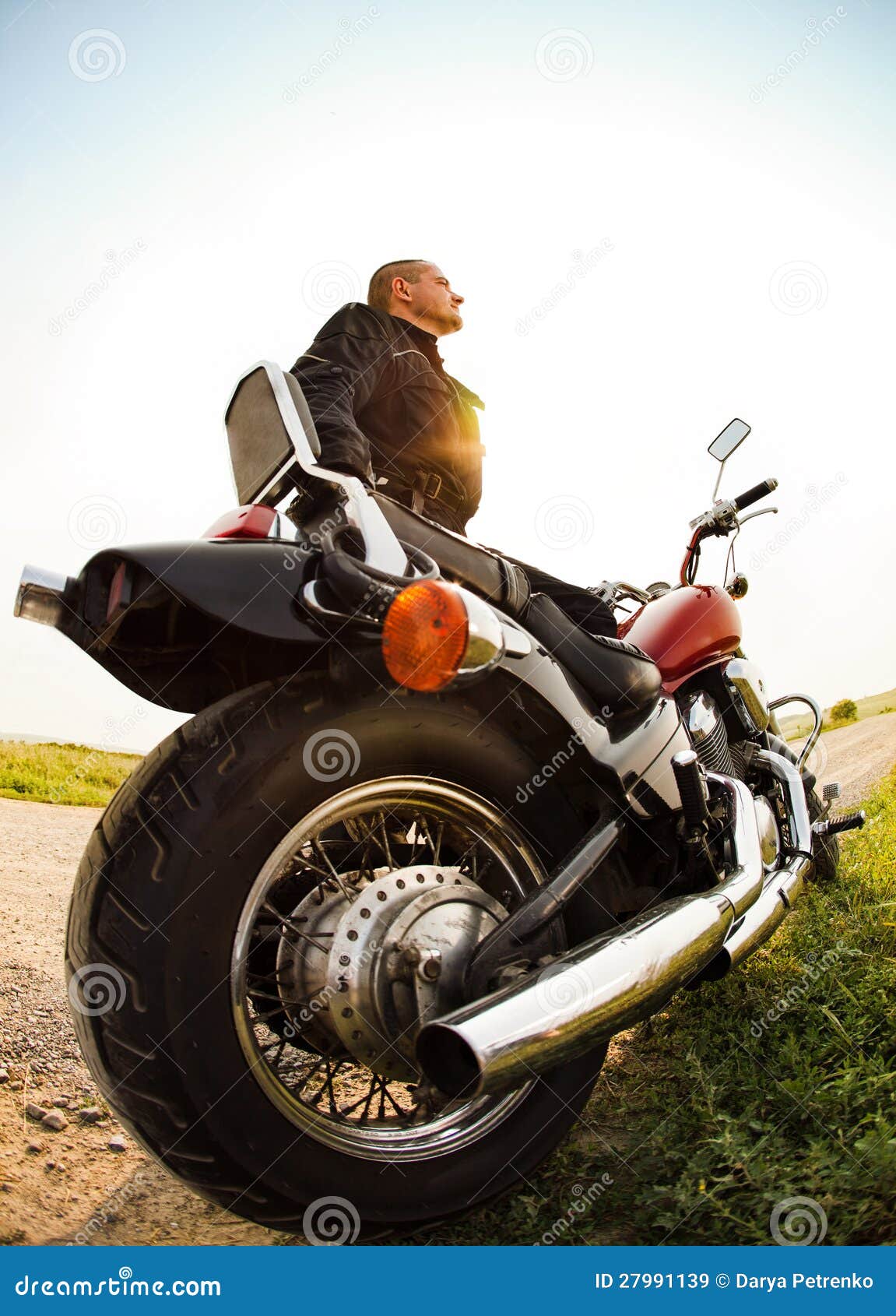 Biker on the country road stock image. Image of iron - 27991139