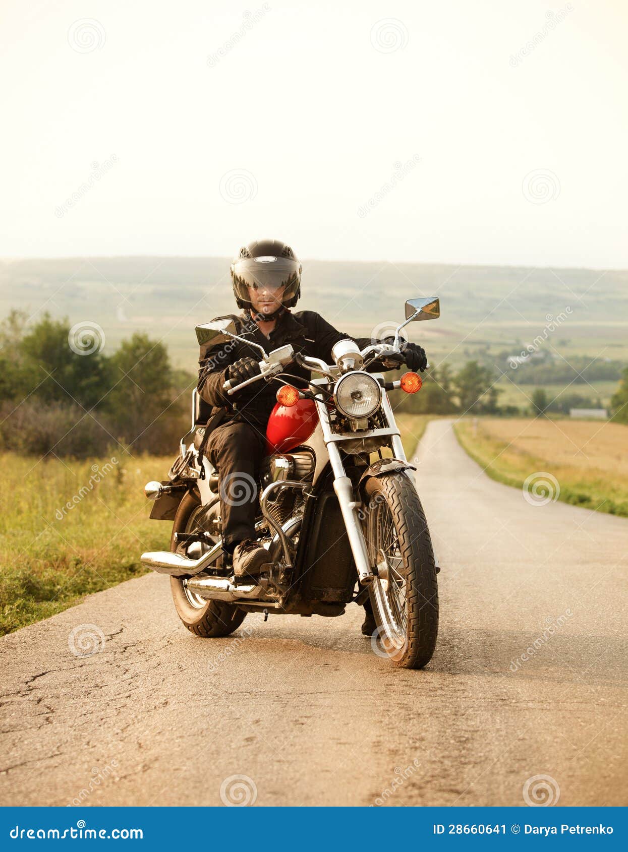 Biker on the country road stock image. Image of race - 28660641