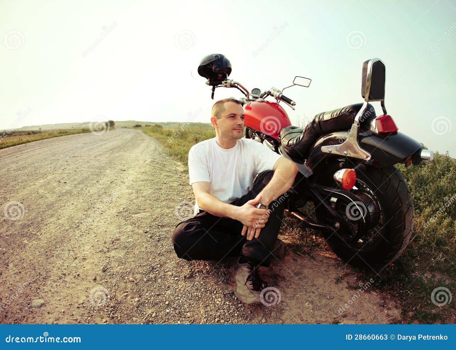 Biker on the country road stock image. Image of power - 28660663