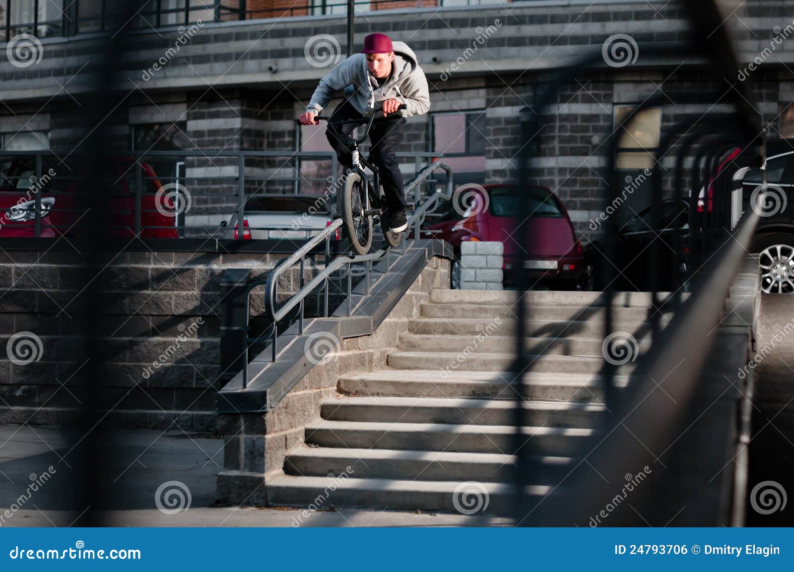 Biker Doing Double Peg Grind Stock Photo - Image of bike, real: 24793706