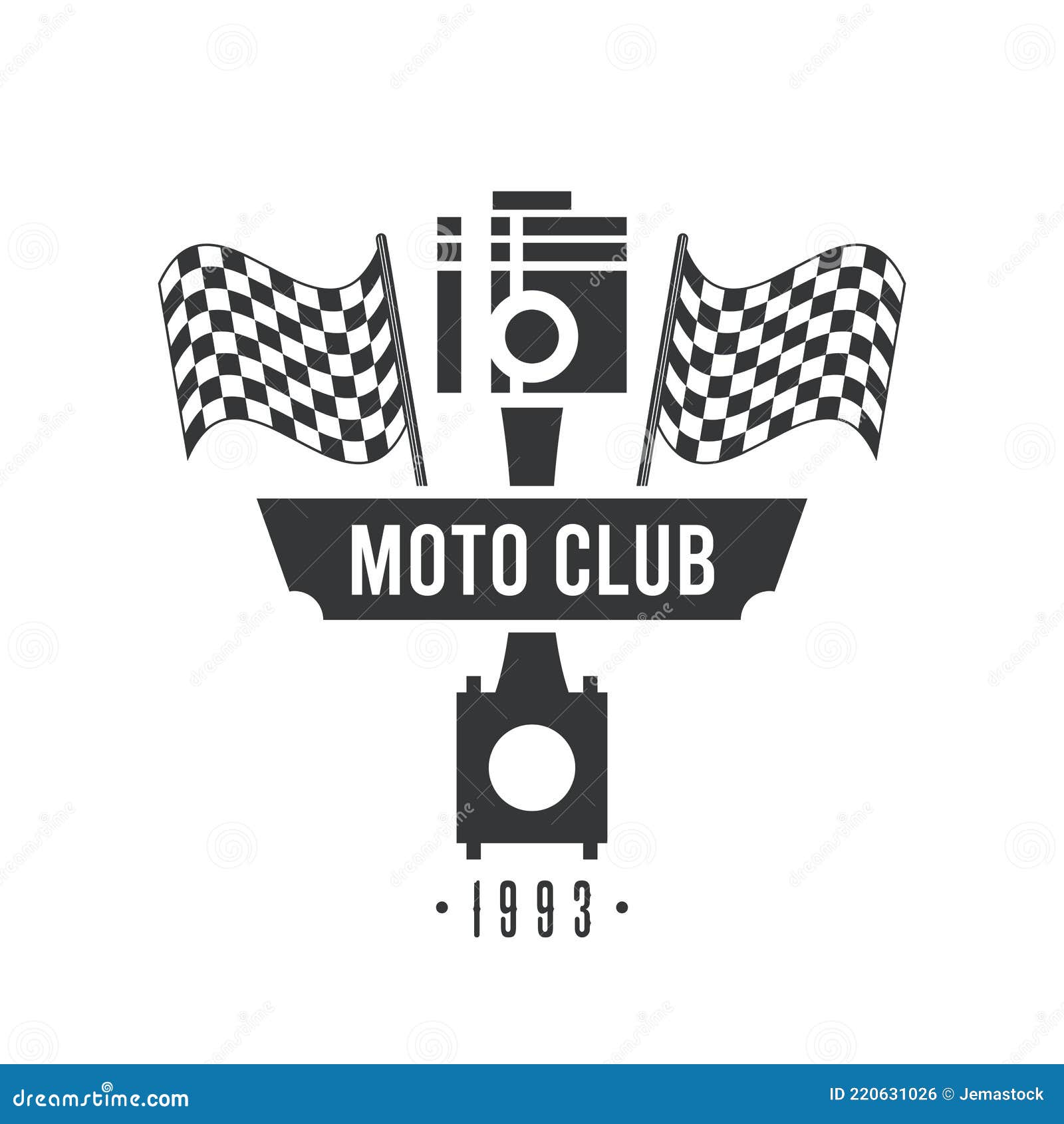 Biker Piston-scull Logo Illustration. MC Sign. Custom Garage Label ...