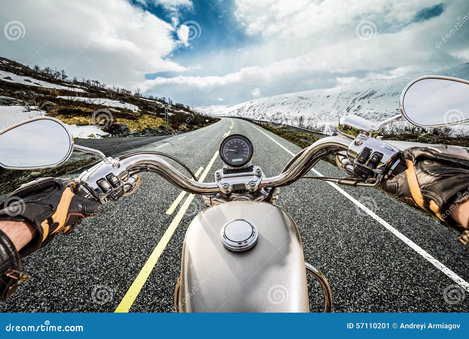 Biker First-person View, Mountain Serpentine. Stock Image - Image of ...