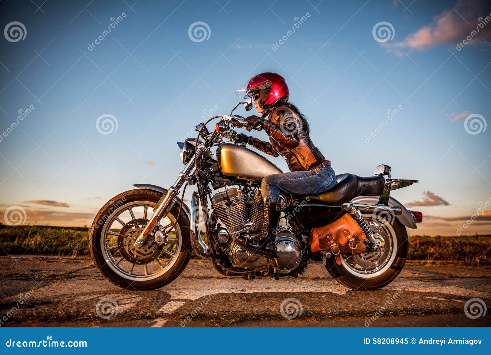 Biker girl on a motorcycle stock image. Image of freedom - 58208945