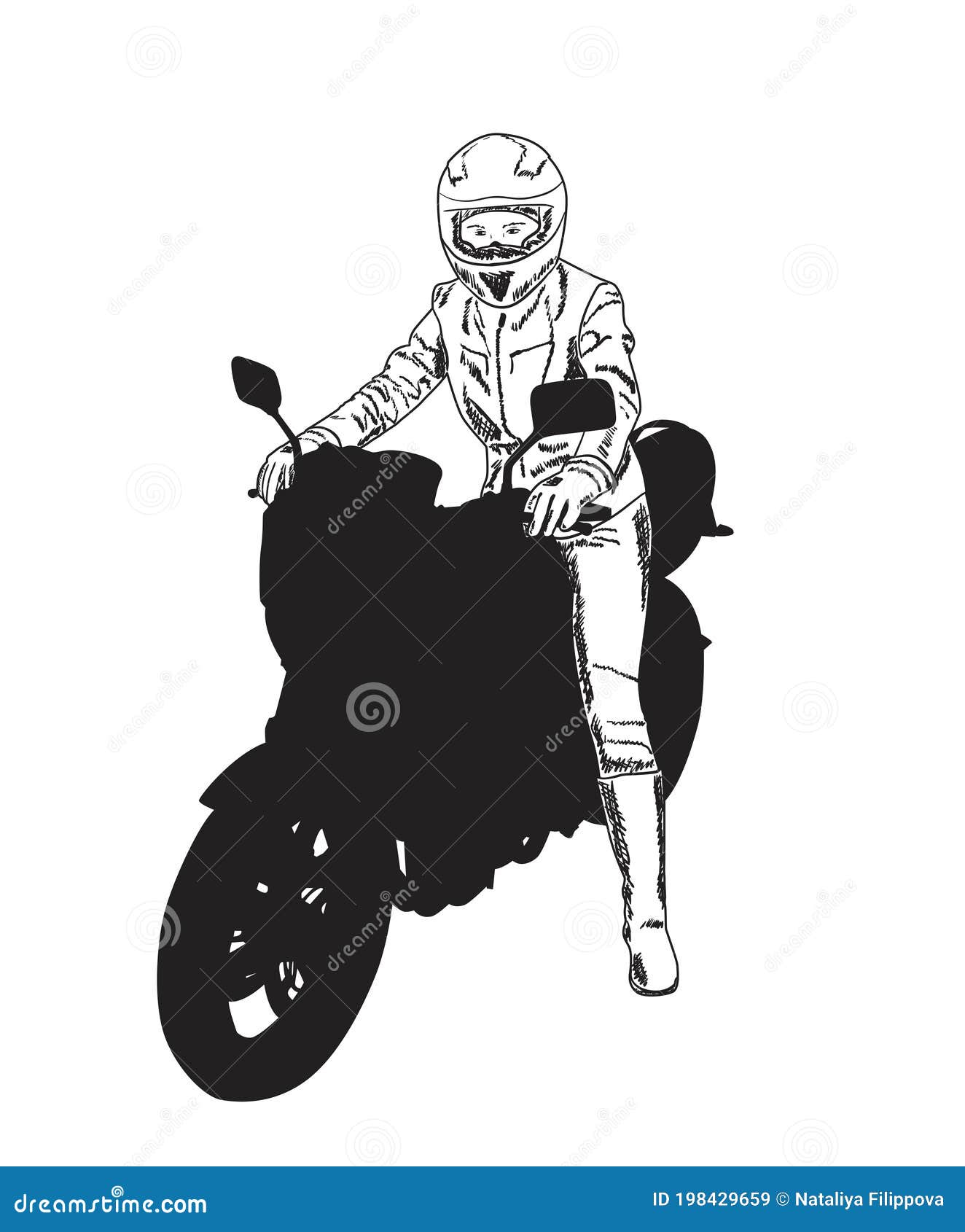 Biker girl on a motorcycle stock vector. Illustration of isolated ...