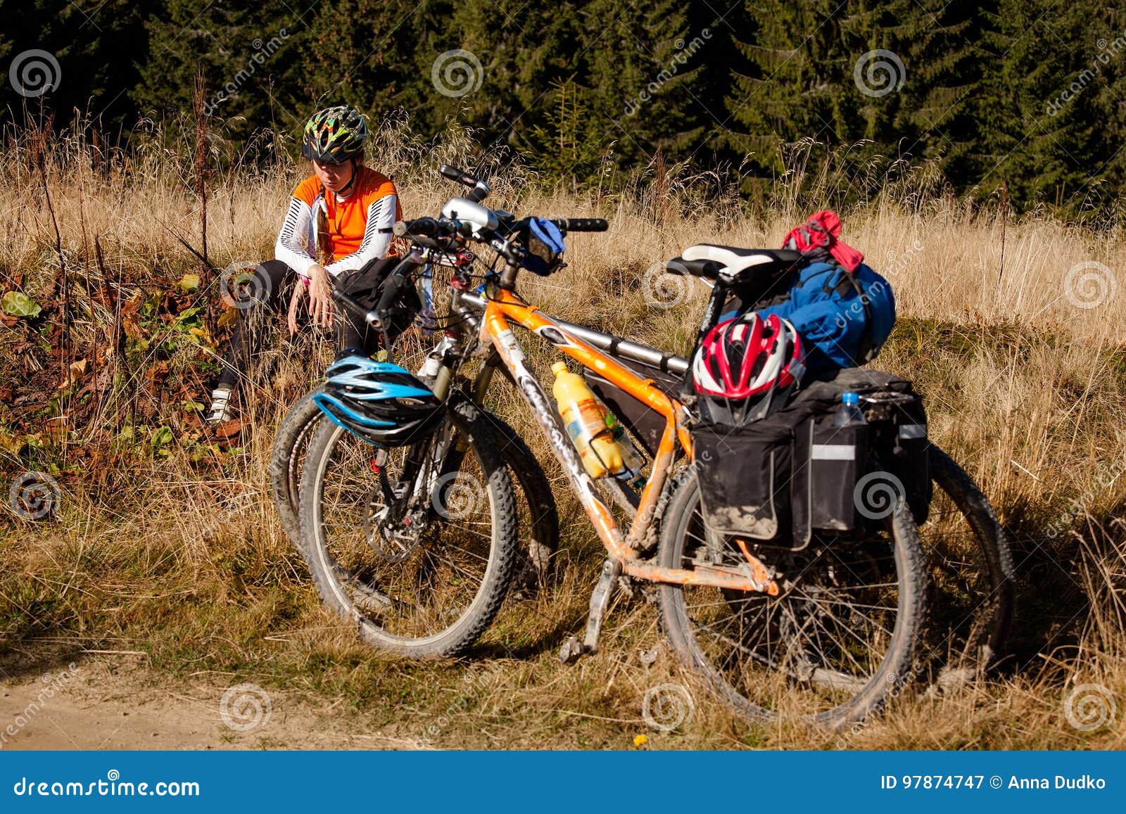 Biker Girl Rest during the Ride Stock Image - Image of ride, bright ...