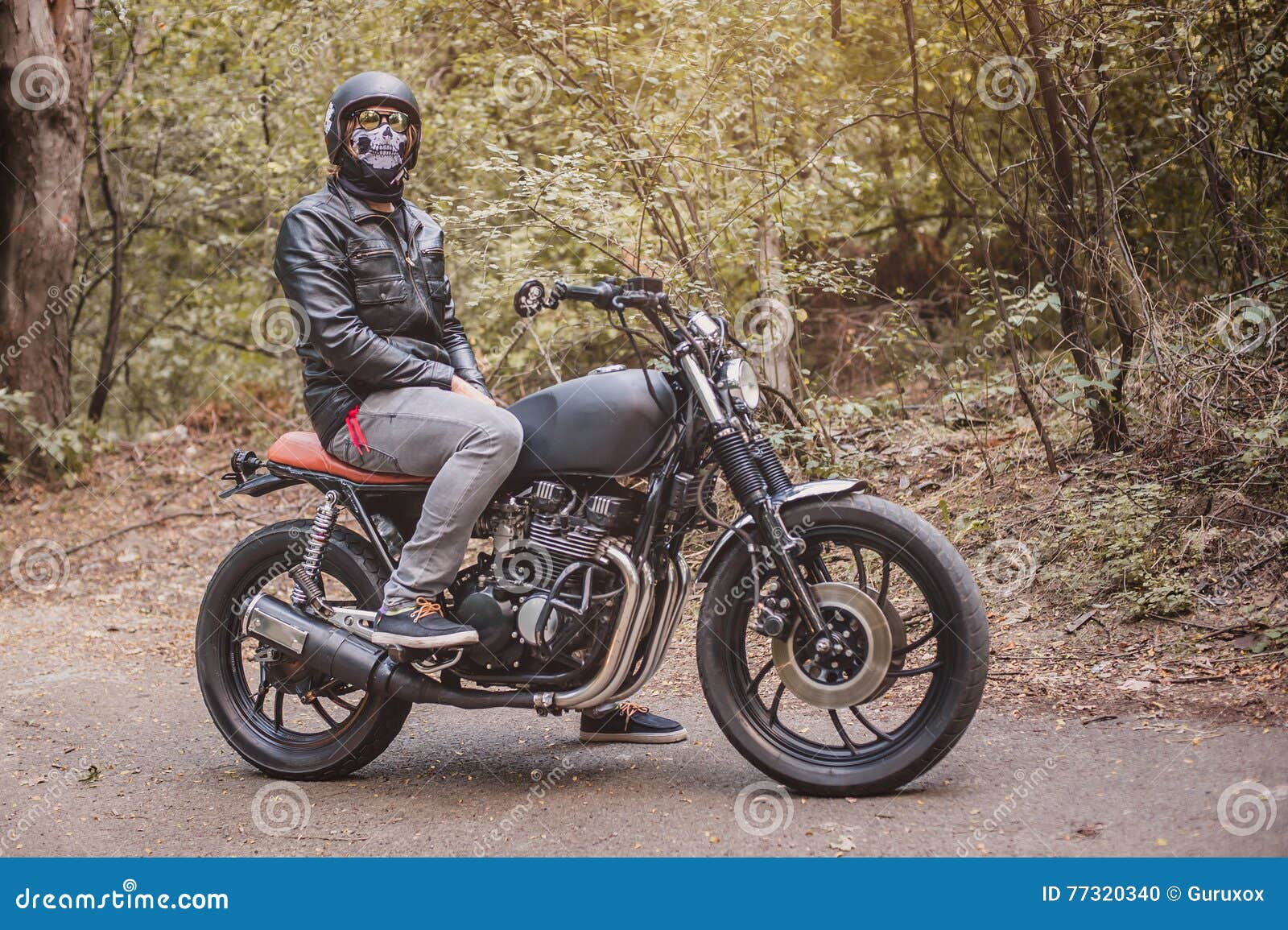 Biker Man Sitting on His Motorcycle Stock Photo - Image of journey ...