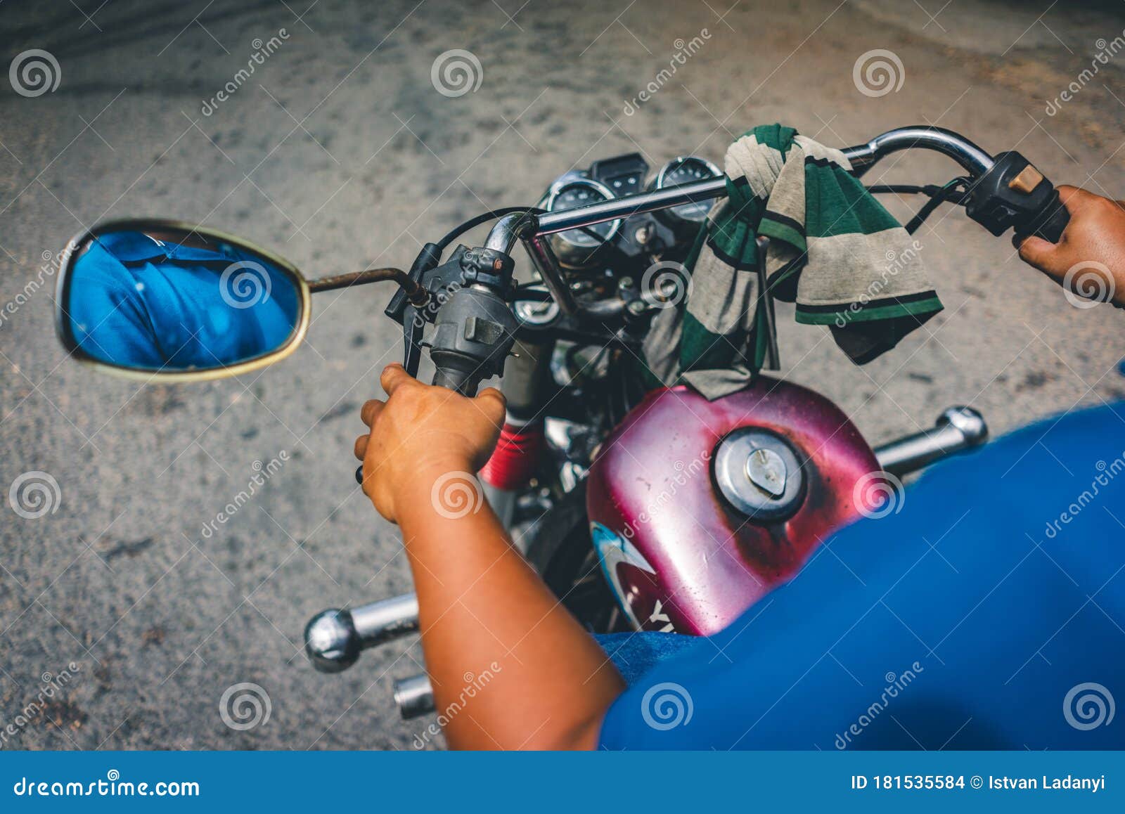 Biker in the mirror stock photo. Image of speed, ride - 181535584