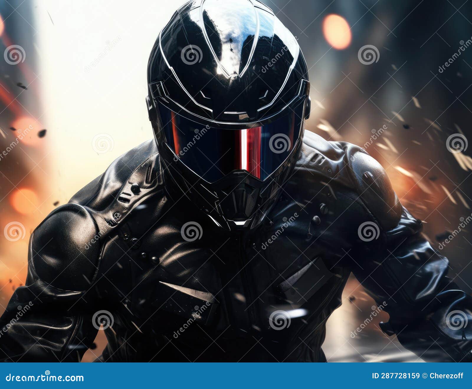 Biker in a modern helmet stock illustration. Illustration of handsome ...