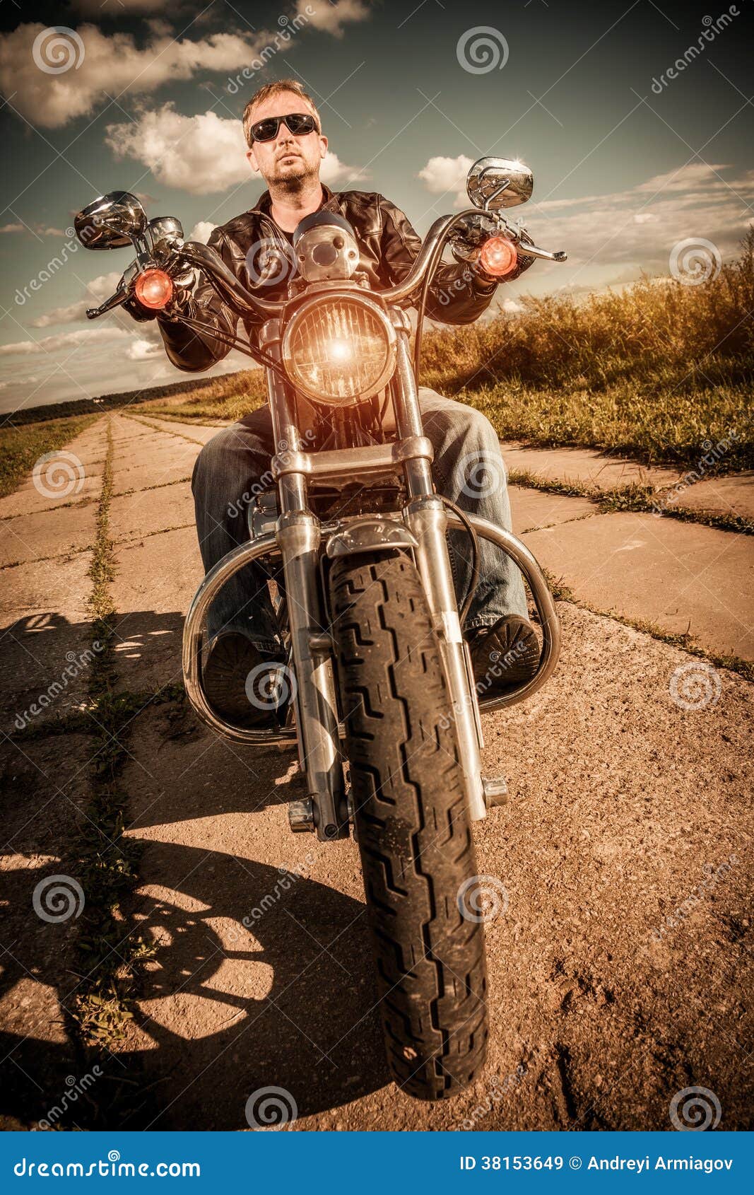 Biker on a motorcycle stock image. Image of motor, city - 38153649