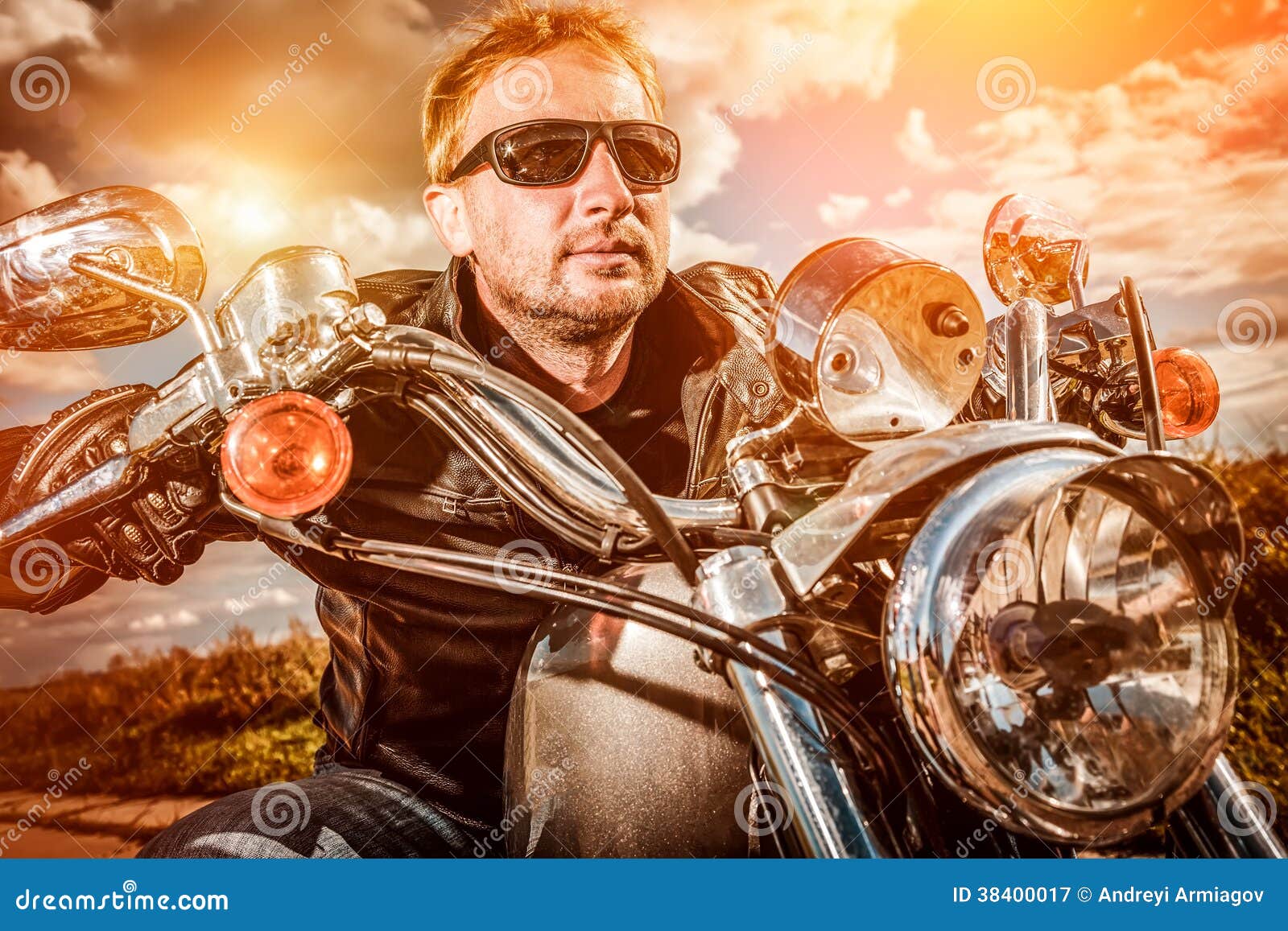 Biker on a motorcycle stock image. Image of engine, autumn - 38400017