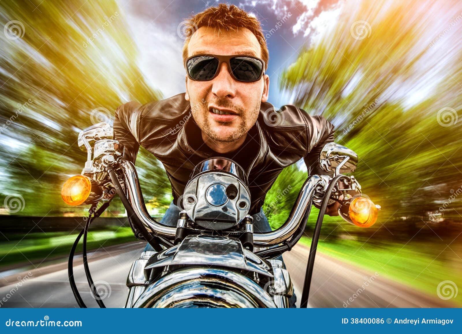 Biker on a motorcycle stock photo. Image of jacket, helmet - 38400086