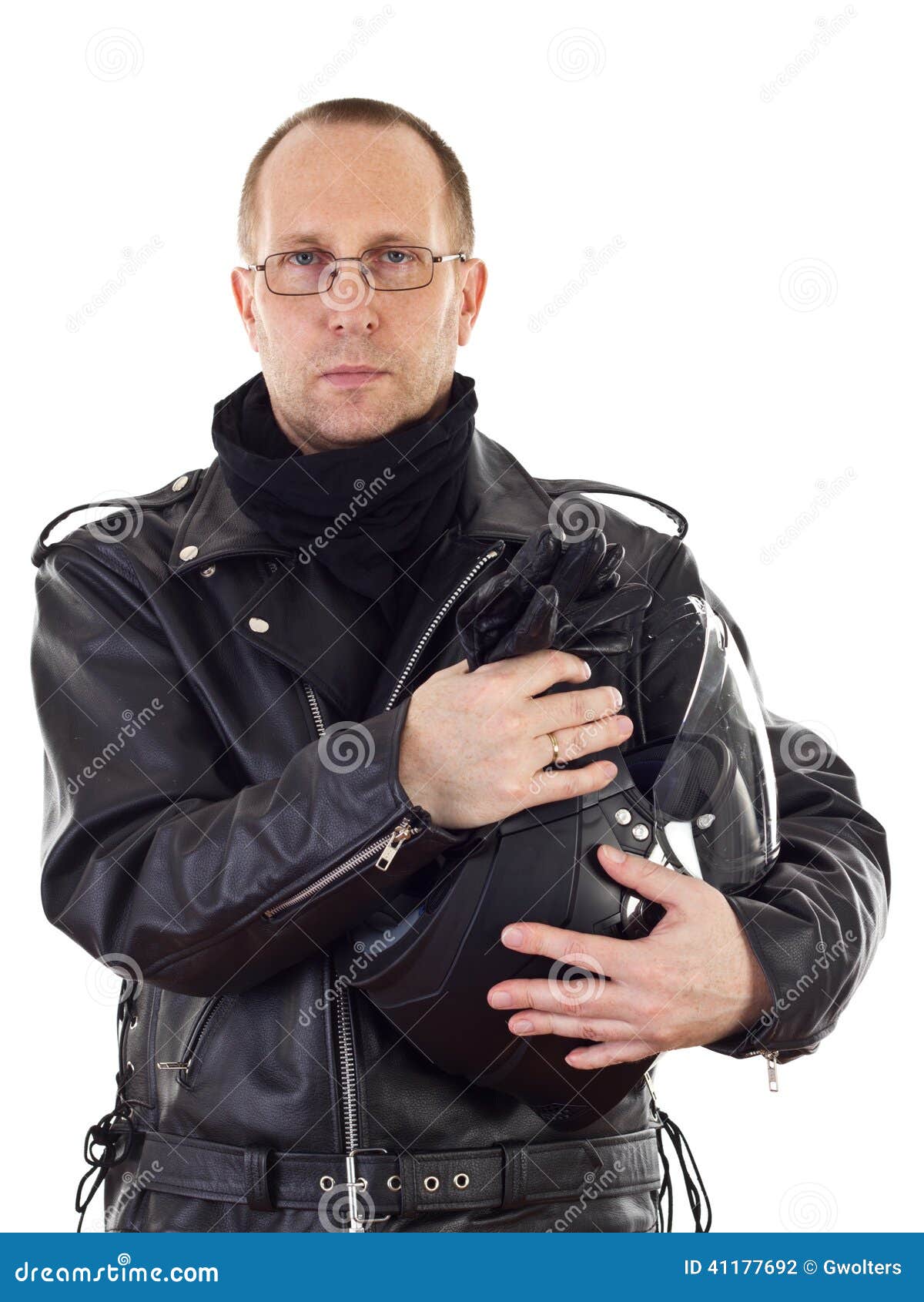 Biker with Motorcycle Helmet Stock Photo - Image of cyclist, isolated ...