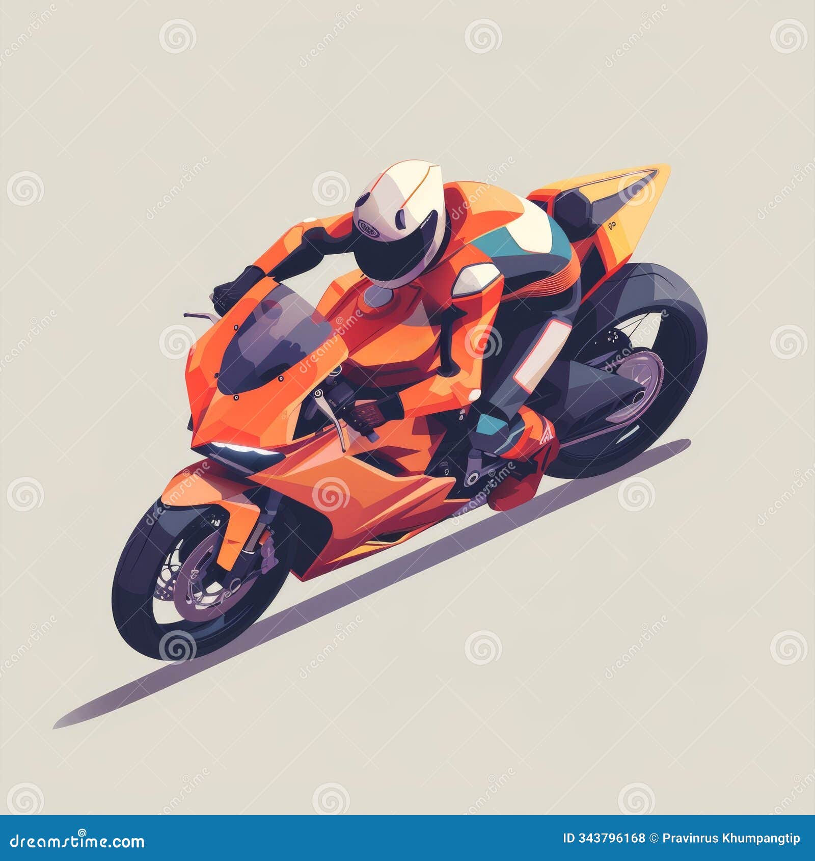 Biker Motorcycle Isometric Illustration Style Stock Illustration ...