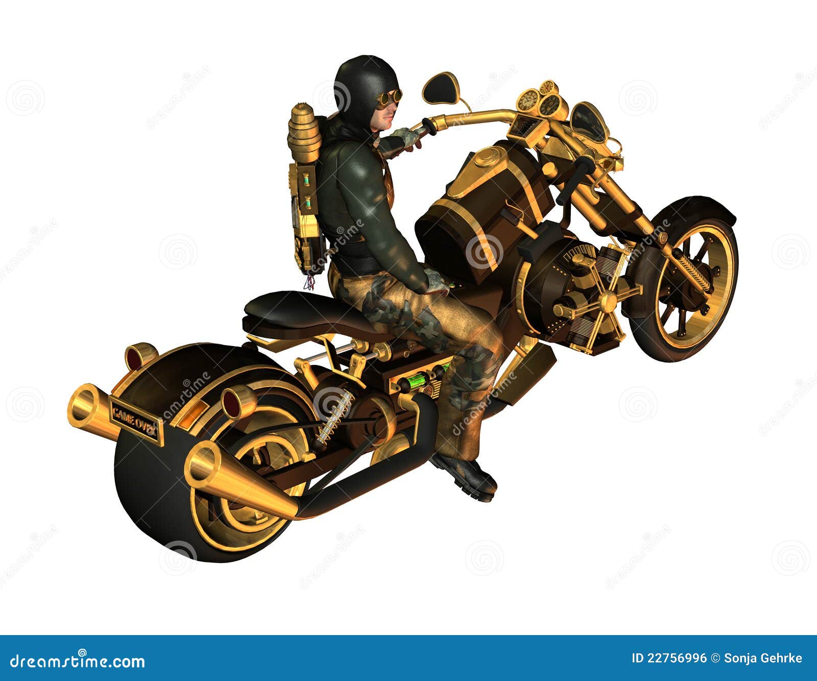 Biker on a Motorcycle Steampunk Stock Illustration - Illustration of ...