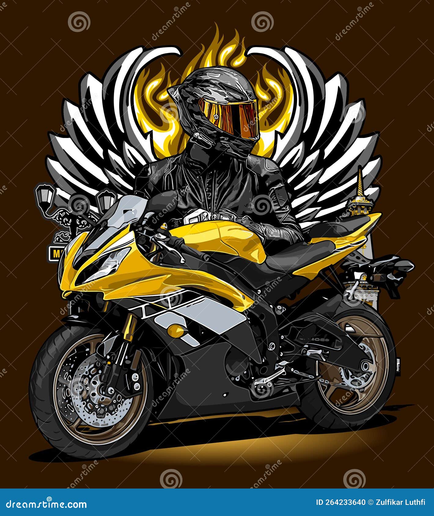 Biker and motorcycle stock vector. Illustration of sign - 264233640