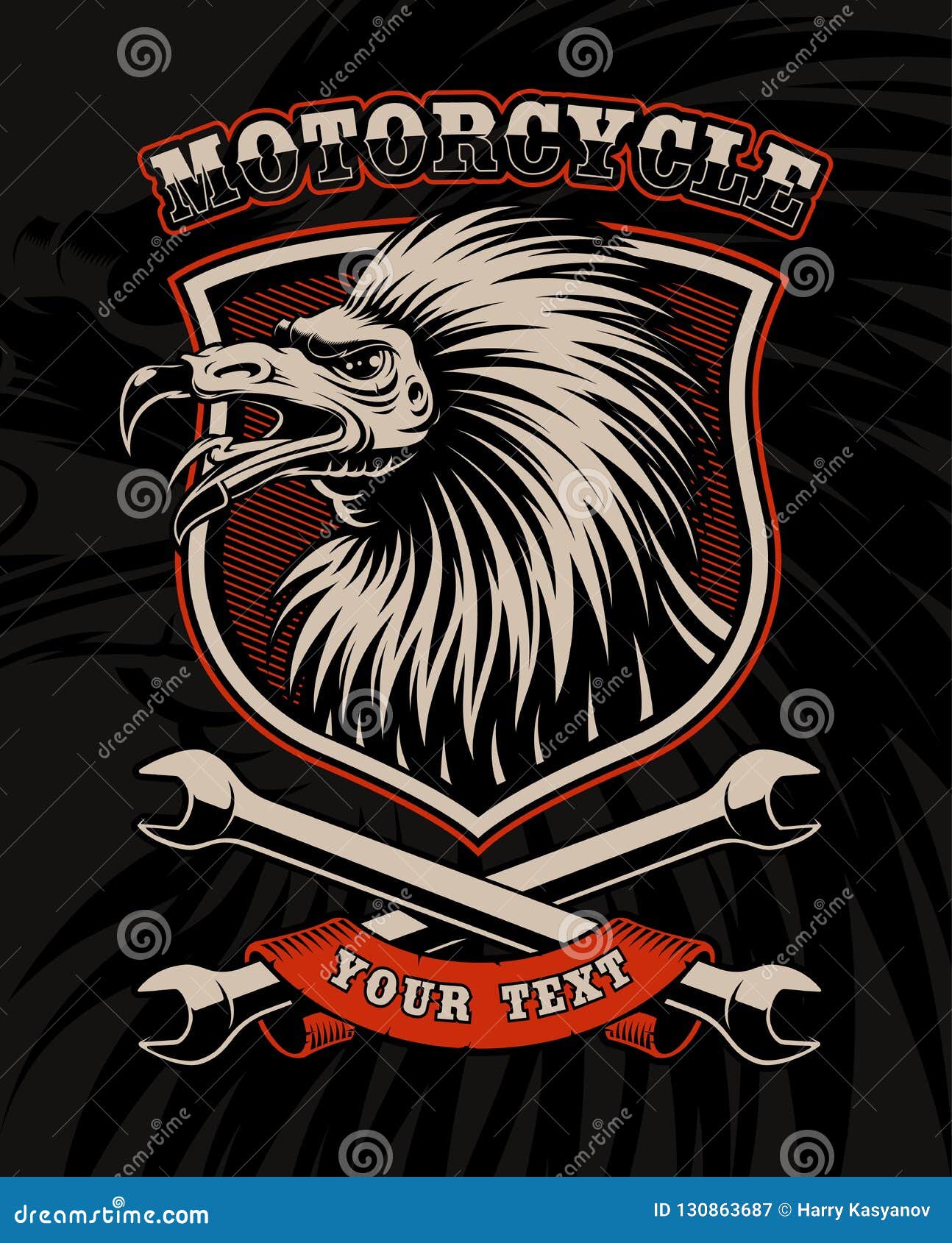 Biker Patch With Vulture And Crossed Wrenches Cartoon Vector ...