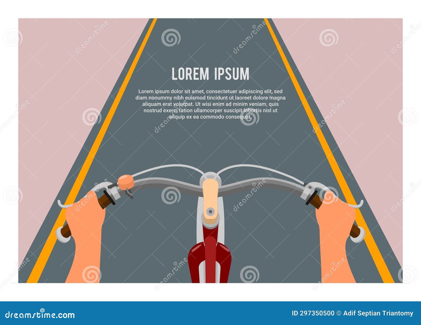 Biker Point of View. Biker Riding Old Bicycle. Simple Flat Illustration ...