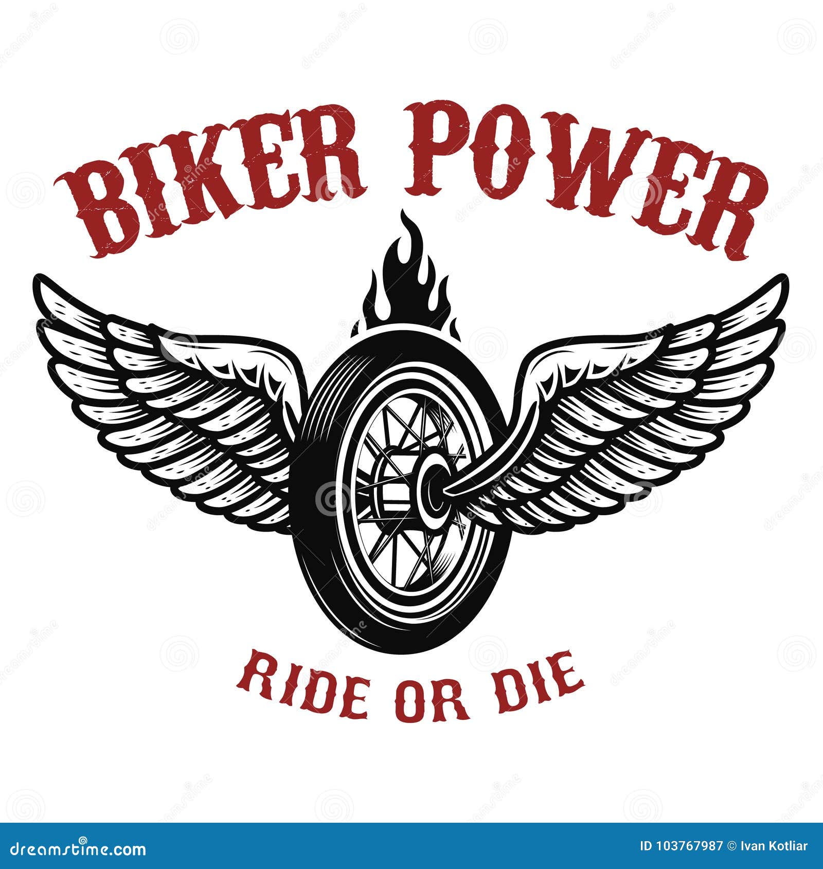 Biker Power.Piston With Wings On Light Background. Design Element For ...