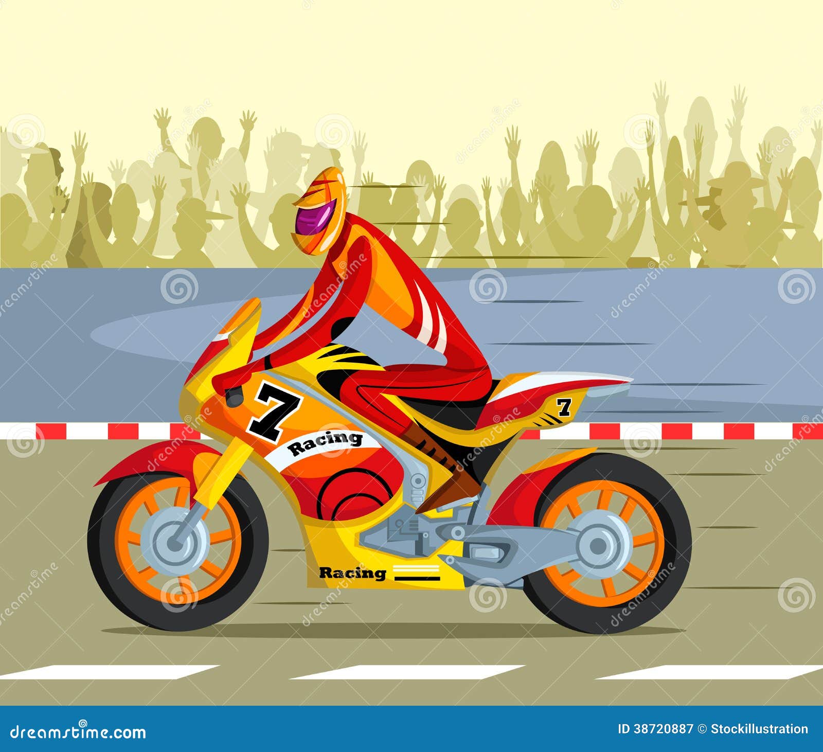 Biker racing on track stock vector. Illustration of biker - 38720887