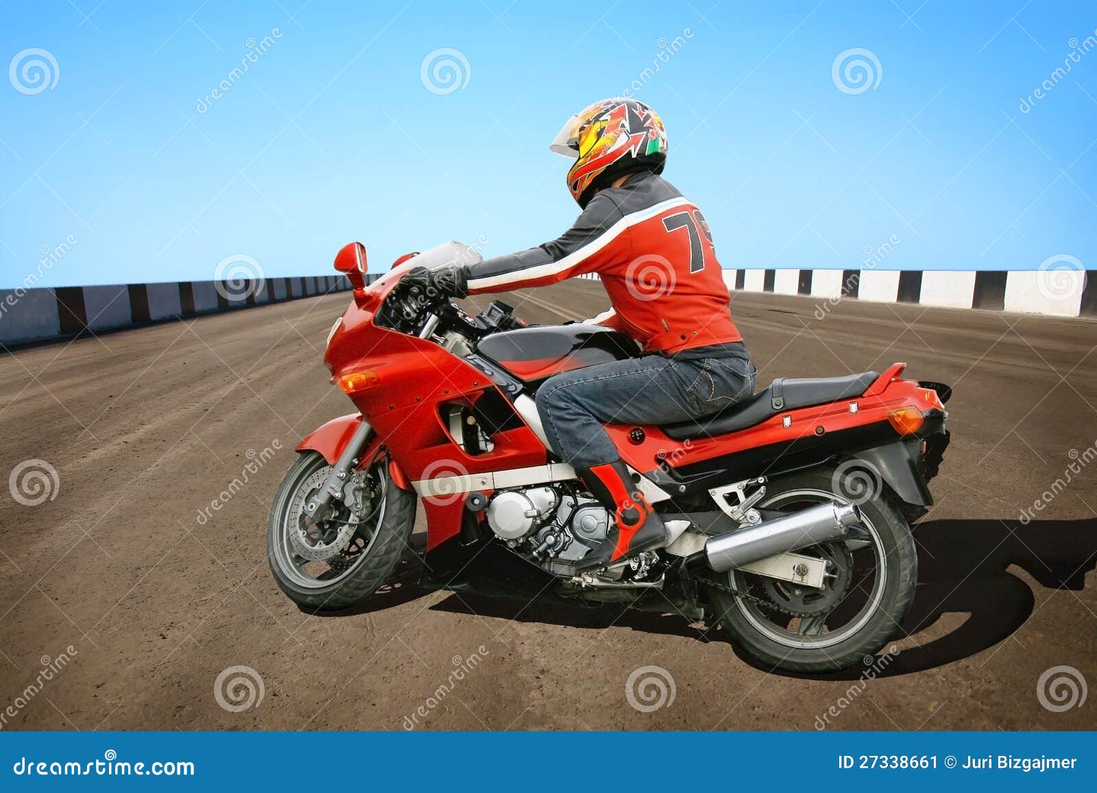 Biker and red motorcycle stock image. Image of black - 27338661